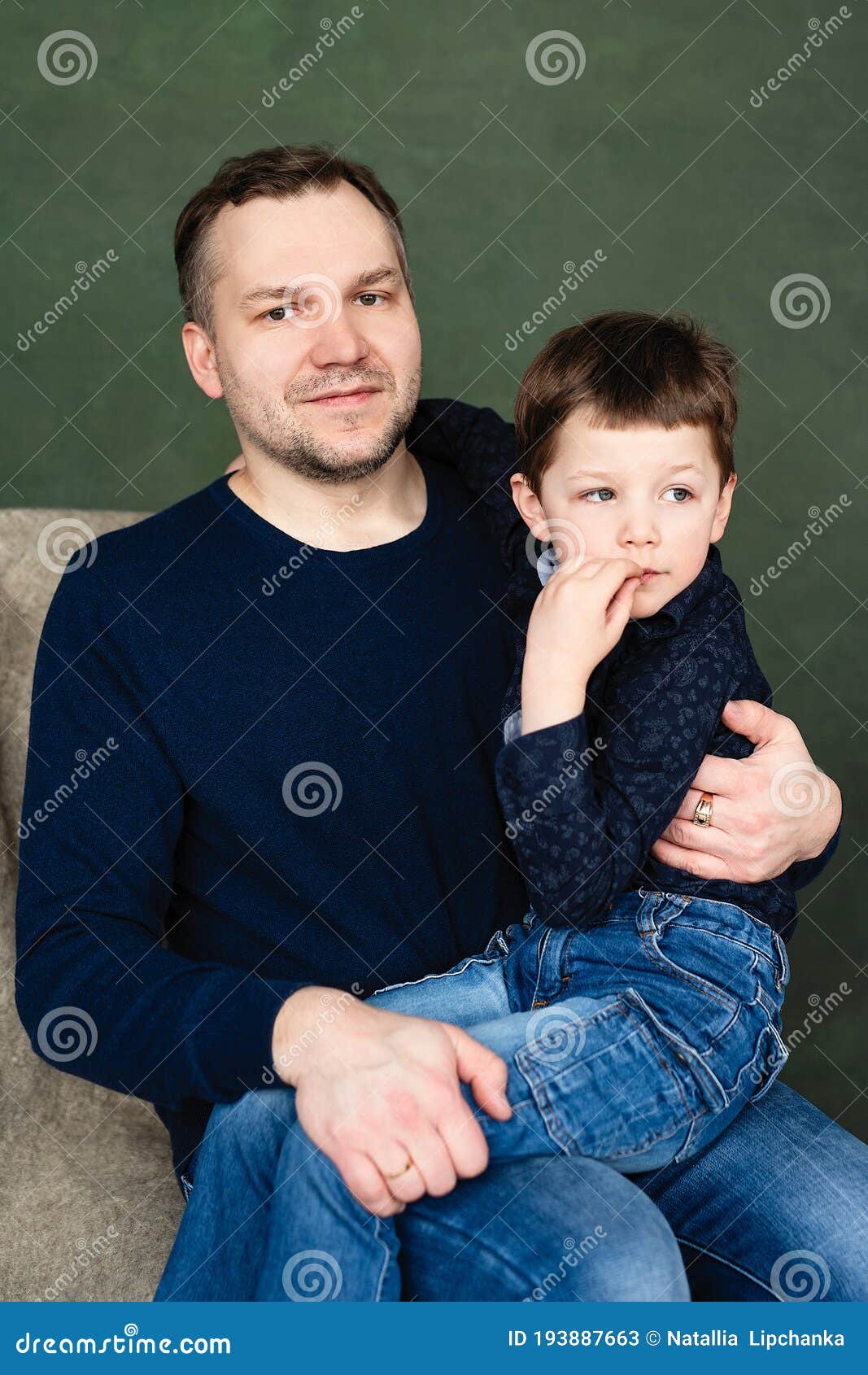 Father Holds His Son in His Lap Stock Image - Image of happiness ...