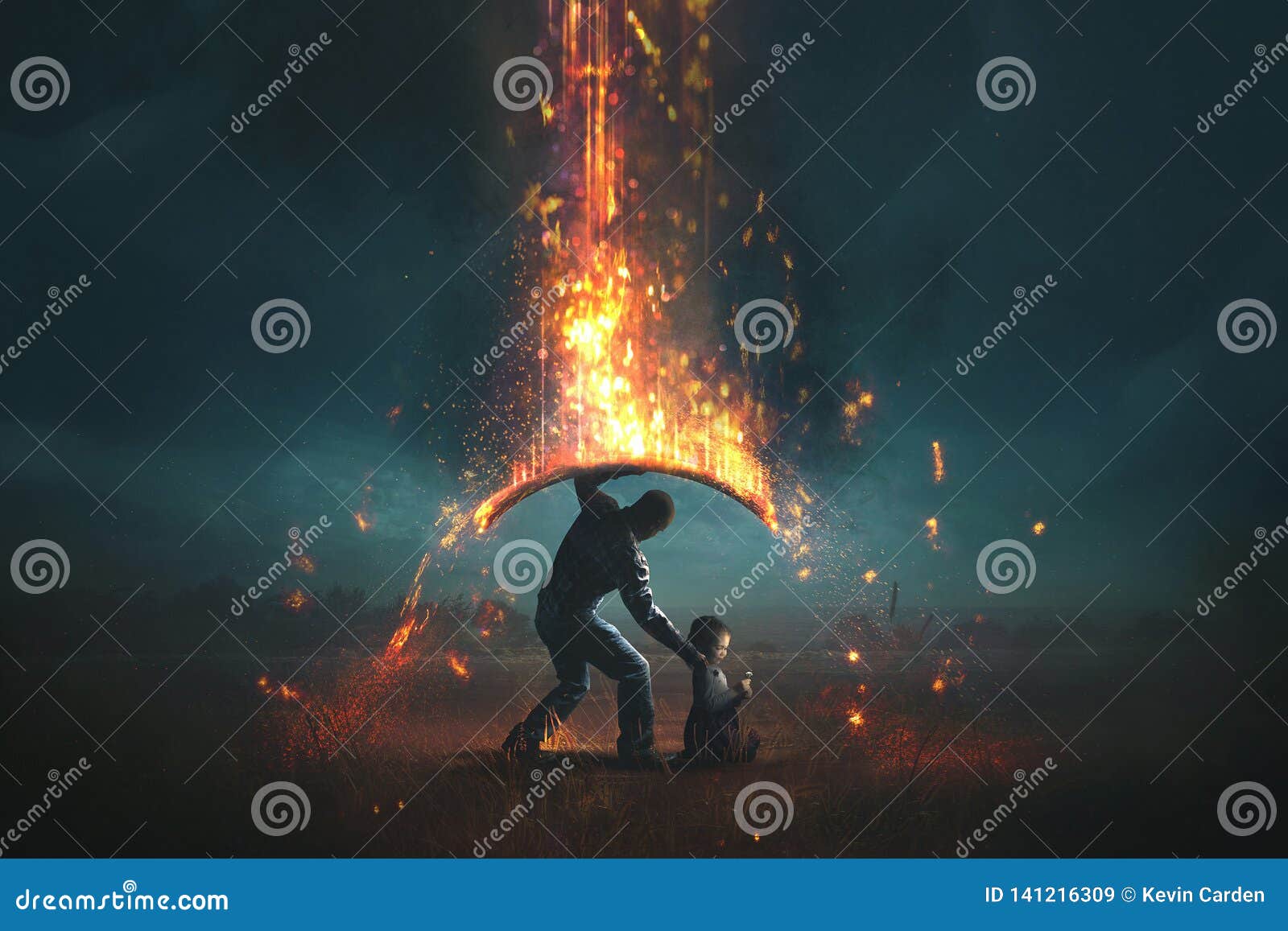 Father holds up shield stock image. Image of protection - 141216309