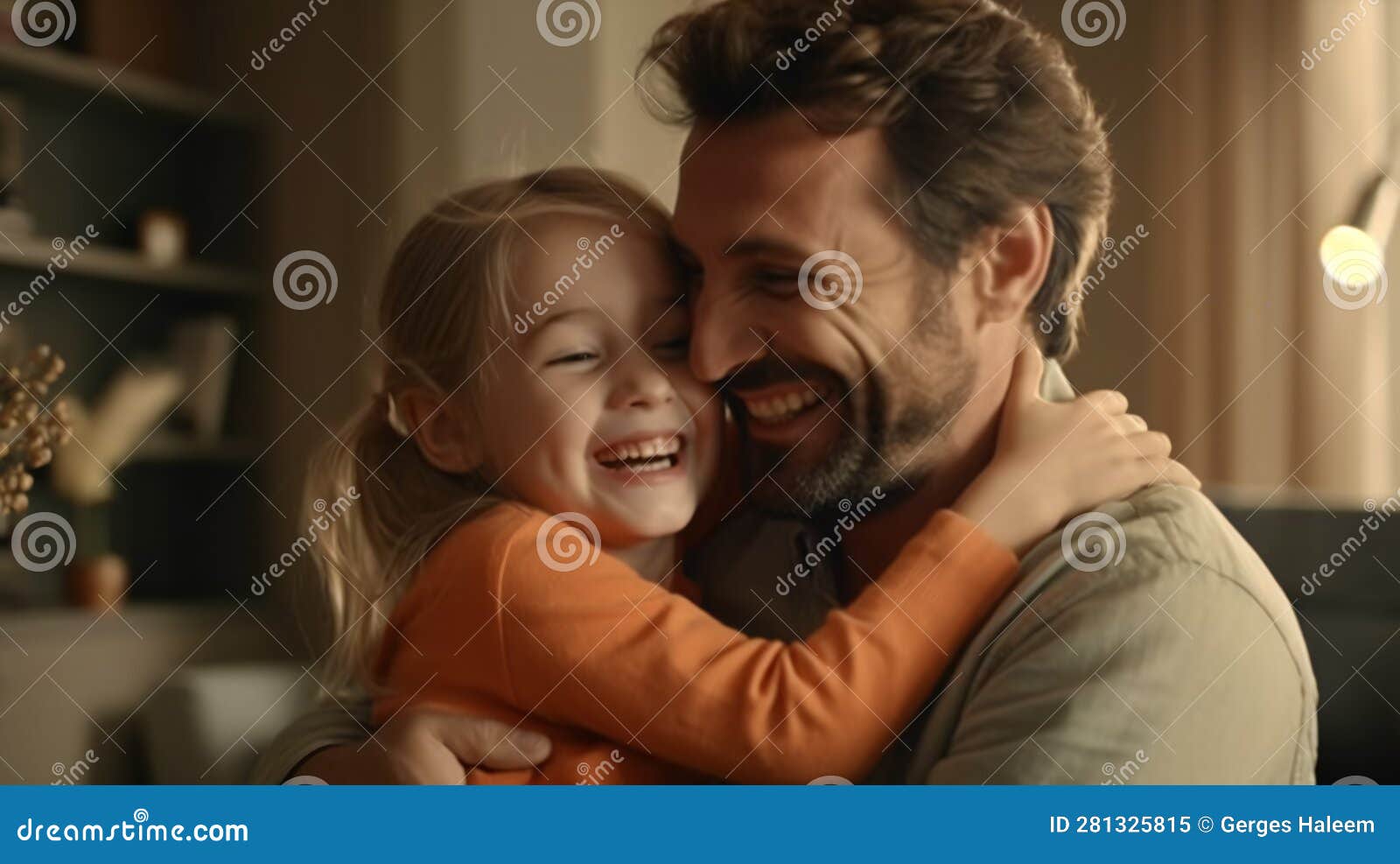 Father Hugging His Daughter In Father Day Made With Generative Ai Stock