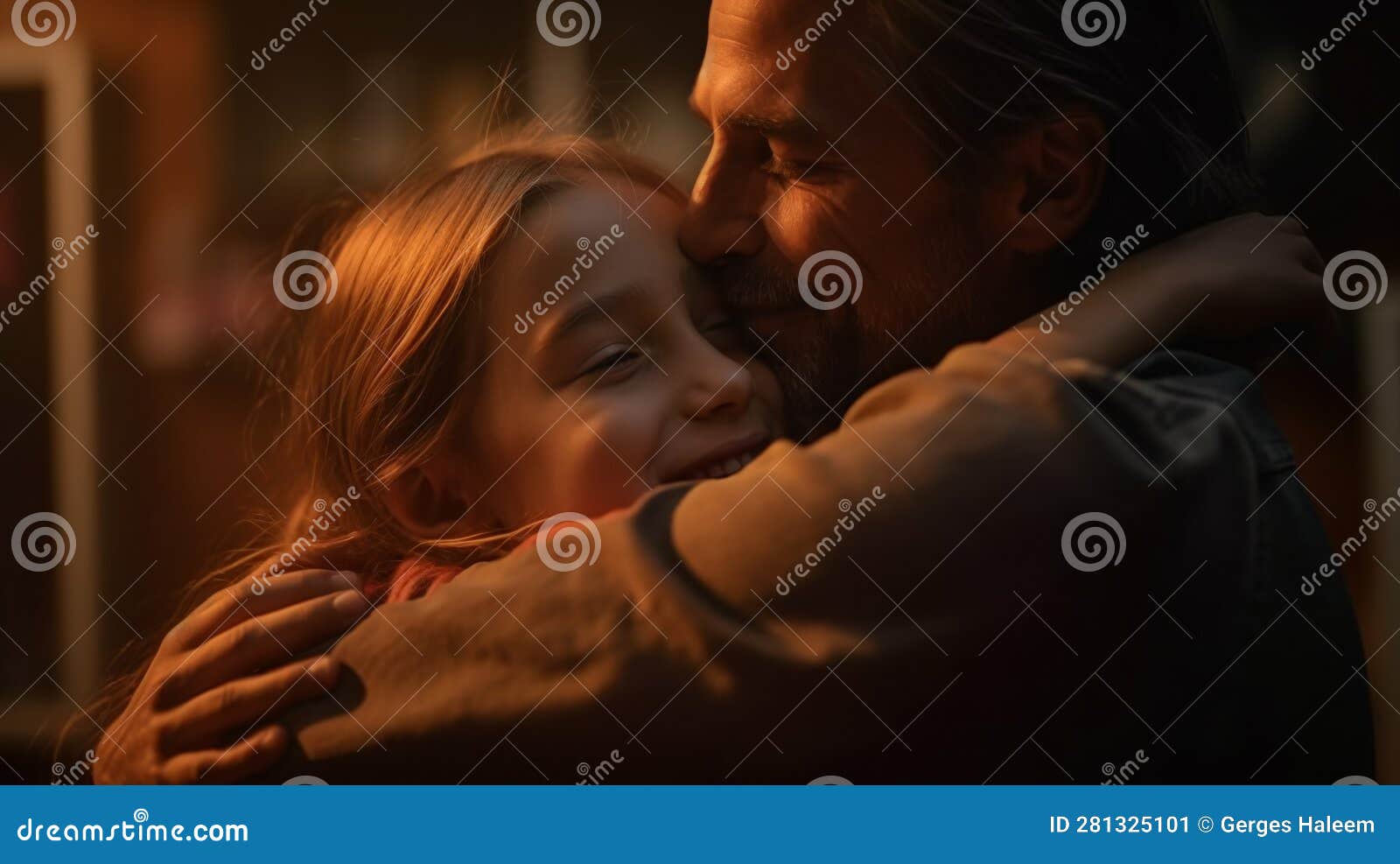 Father Hugging His Daughter In Father Day Made With Generative Ai Stock