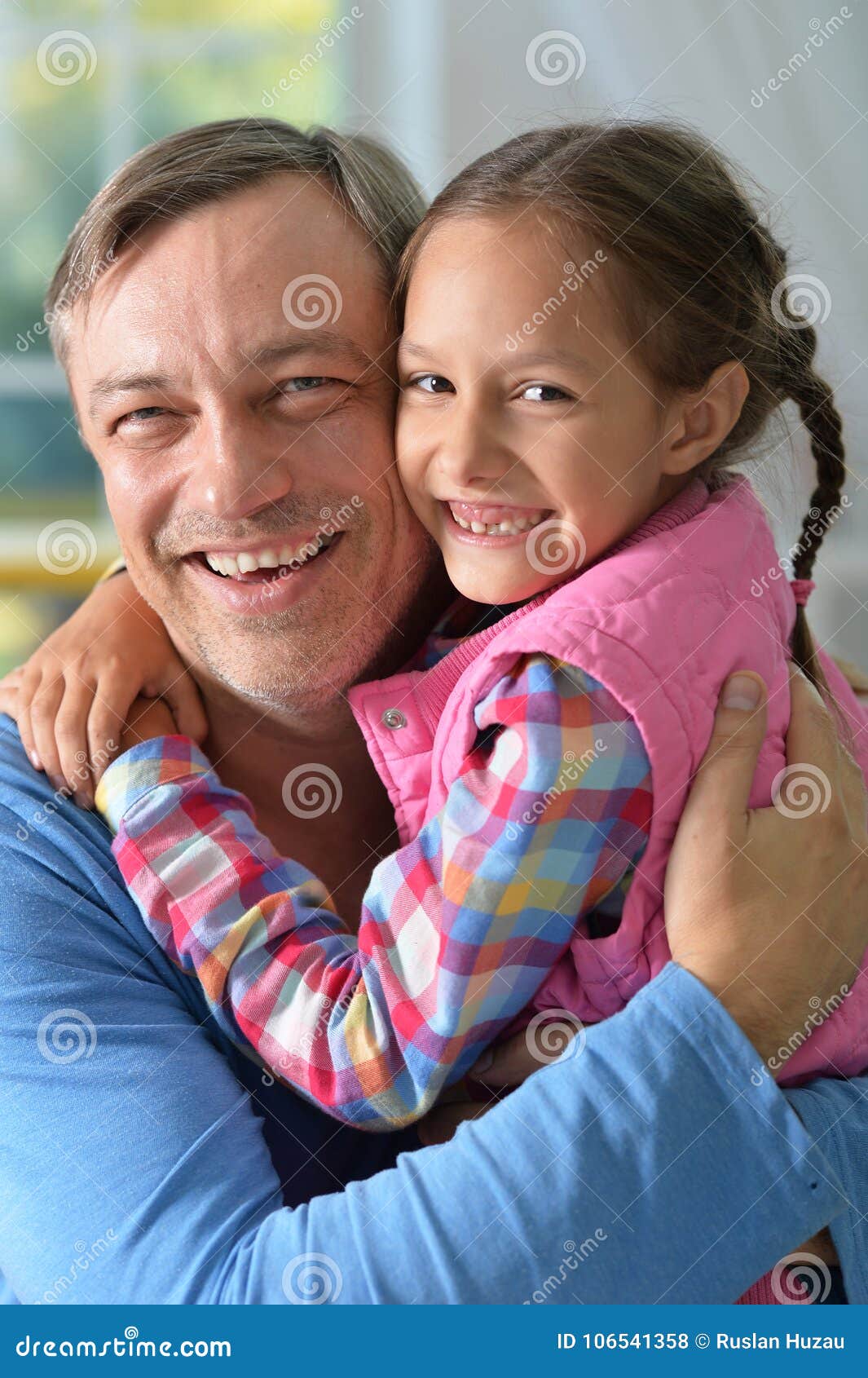Father Hugging His Daughter Stock Photo - Image of beautiful, parent ...