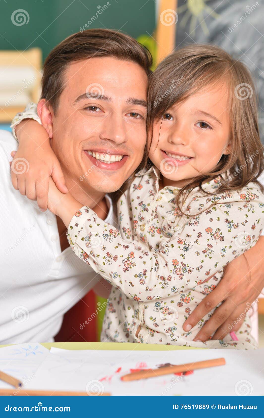 Father Hugging His Daughter Stock Image - Image of playful, adult: 76519889