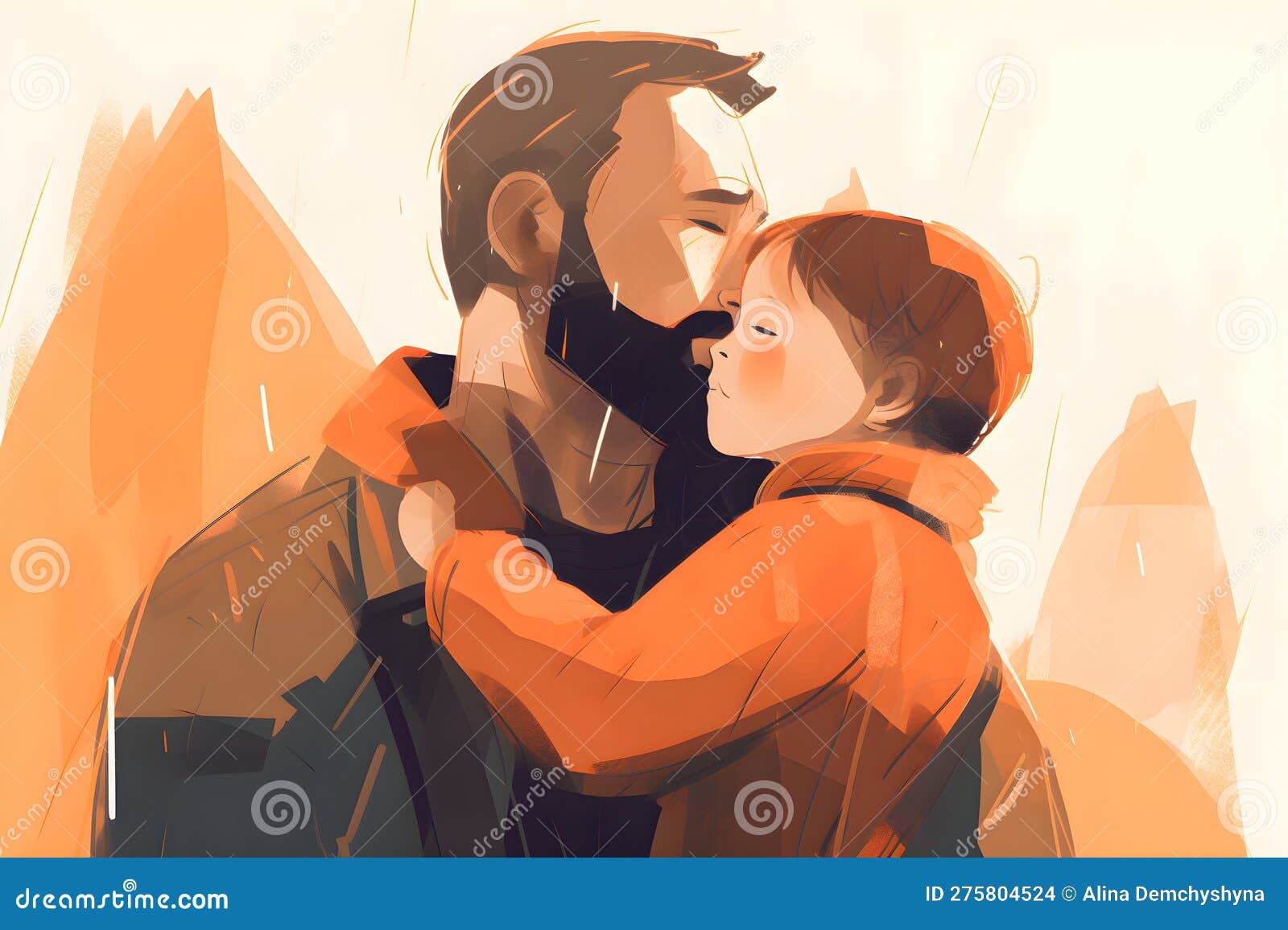 Father Hugs Daughter. Dad Hugs A Child. Children Protection Day. A ...