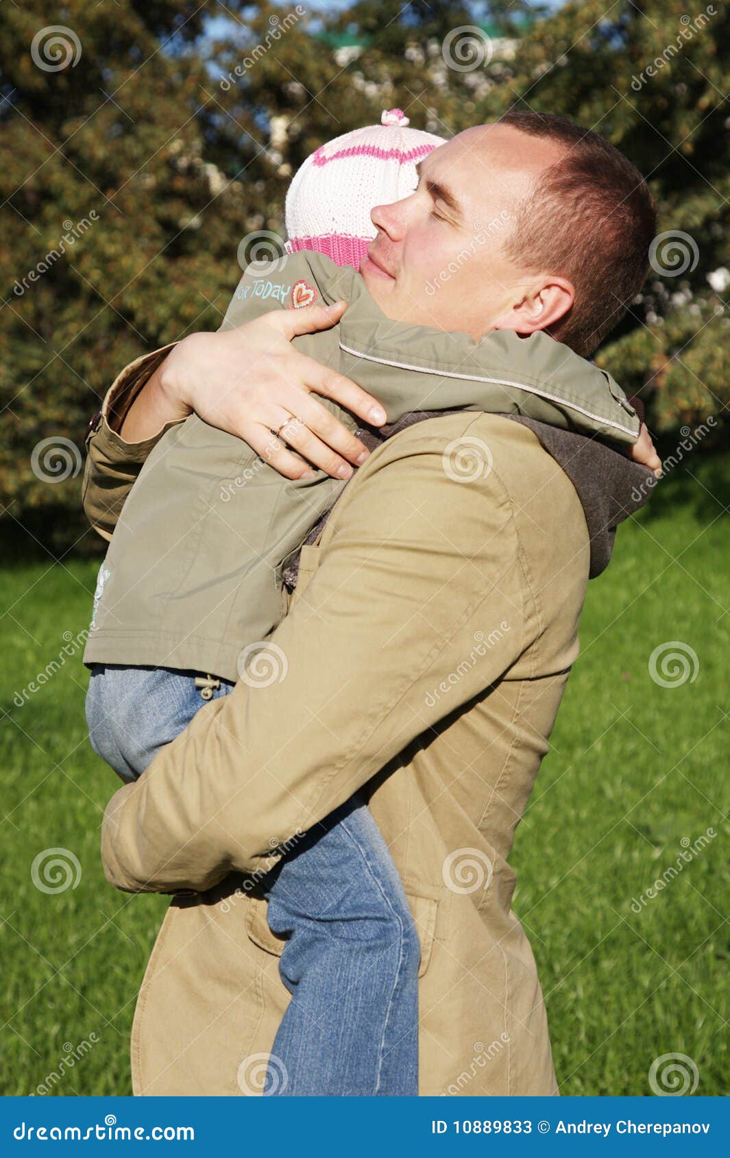 Father Hugs His Little Daughter Stock Image - Image of father, laughing ...