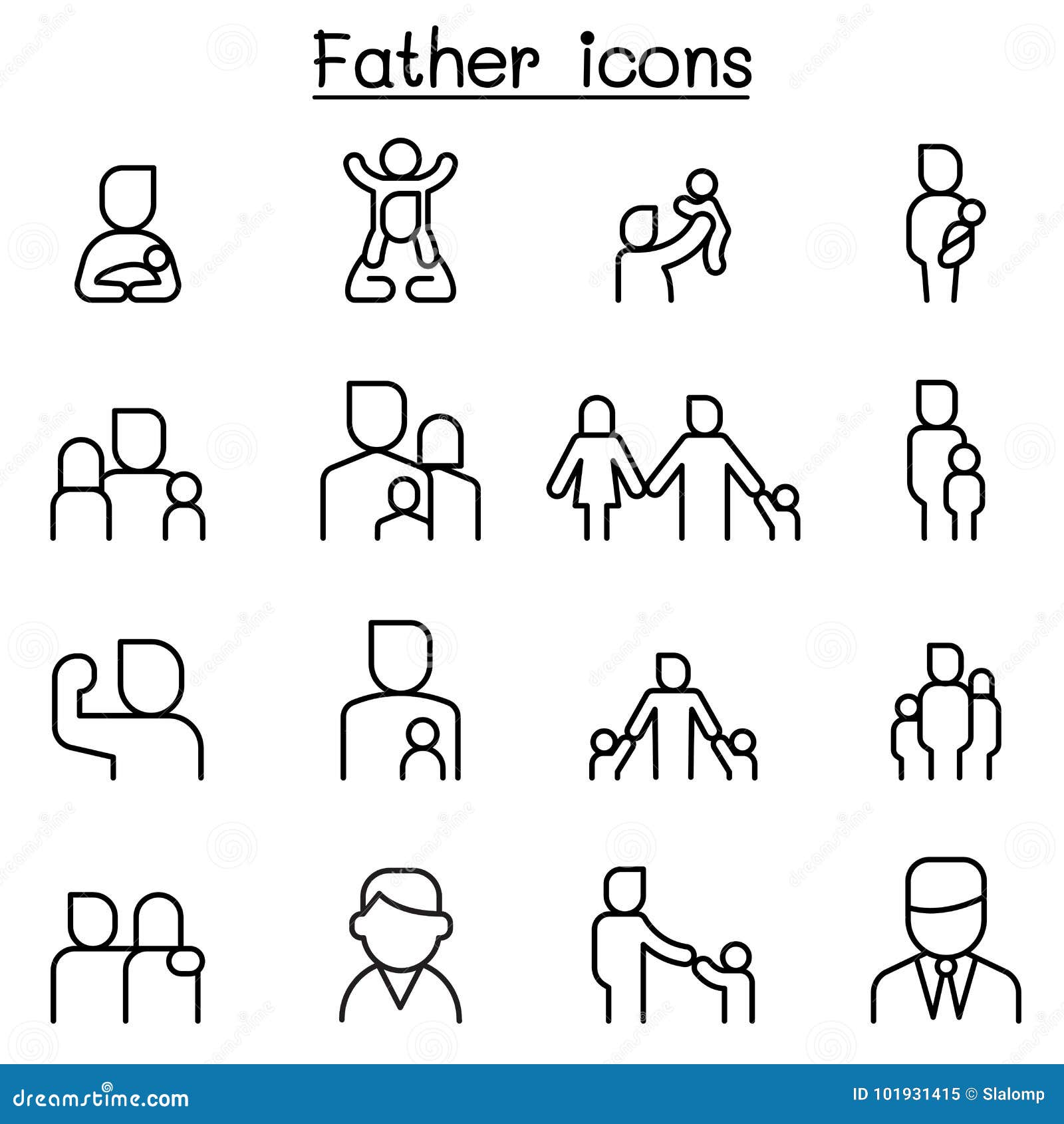 Father Icon Set in Thin Line Style Stock Vector - Illustration of baby ...