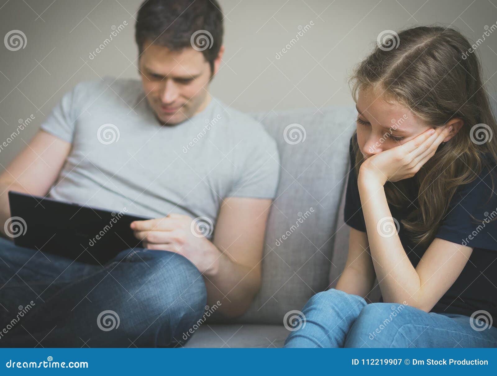 Father Ignoring His Daughter. Stock Image - Image of lifestyle ...