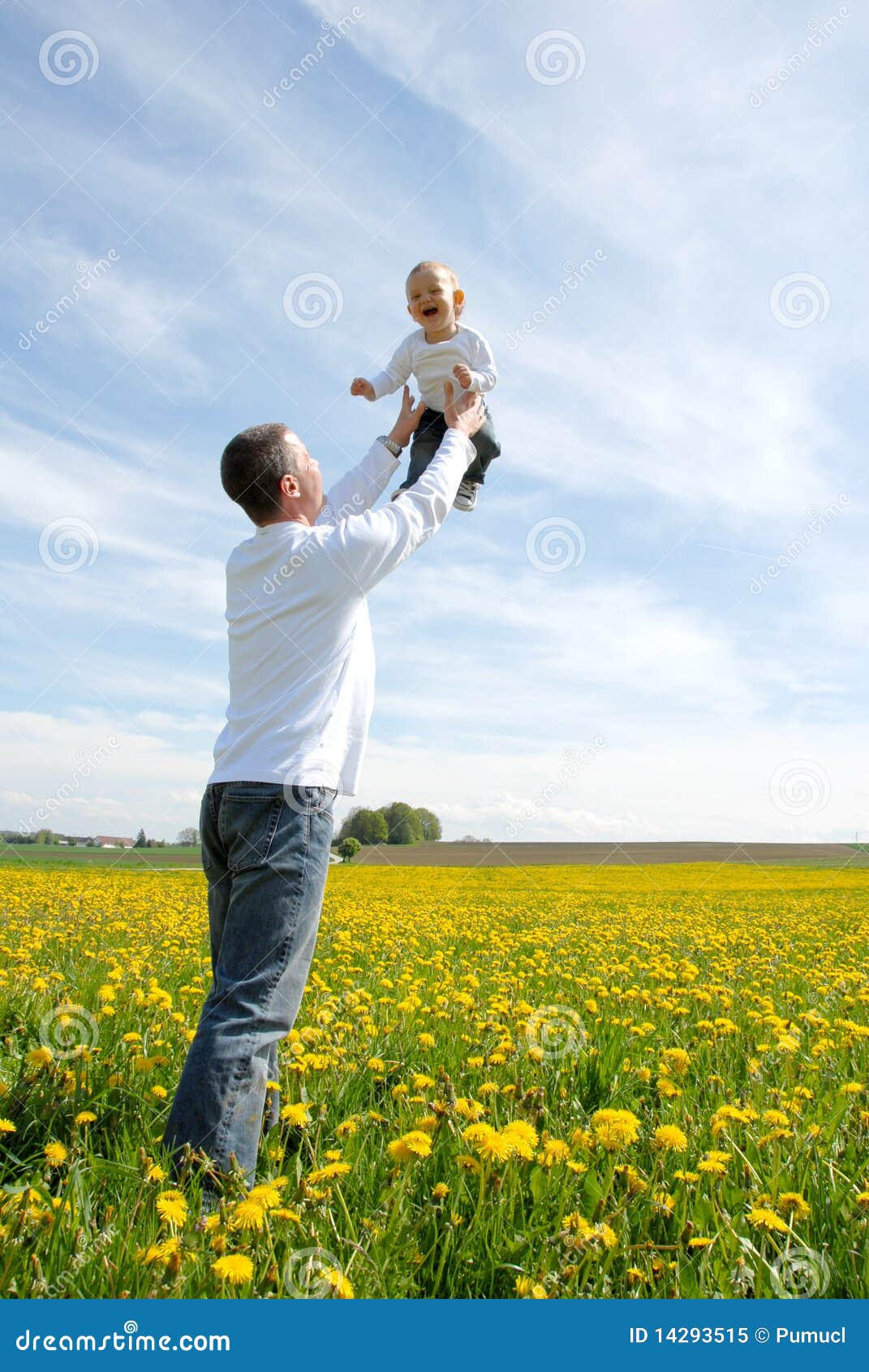 Father Lifting His Son Up in the Sky Stock Image - Image of enjoy ...