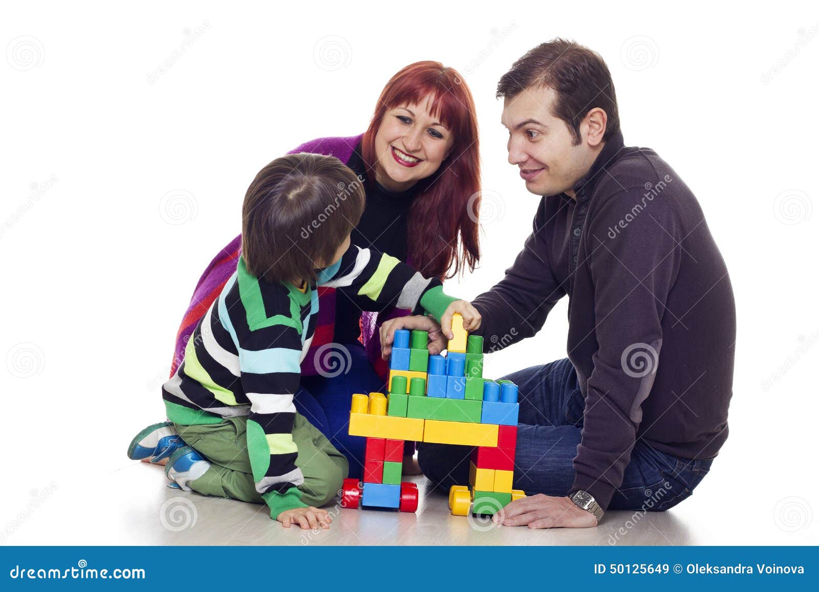 Father, Mother and Son Playing Lego Stock Image - Image of people ...