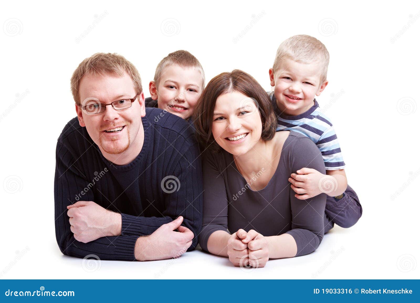 Father and Mother and Two Children Stock Photo - Image of closeness ...