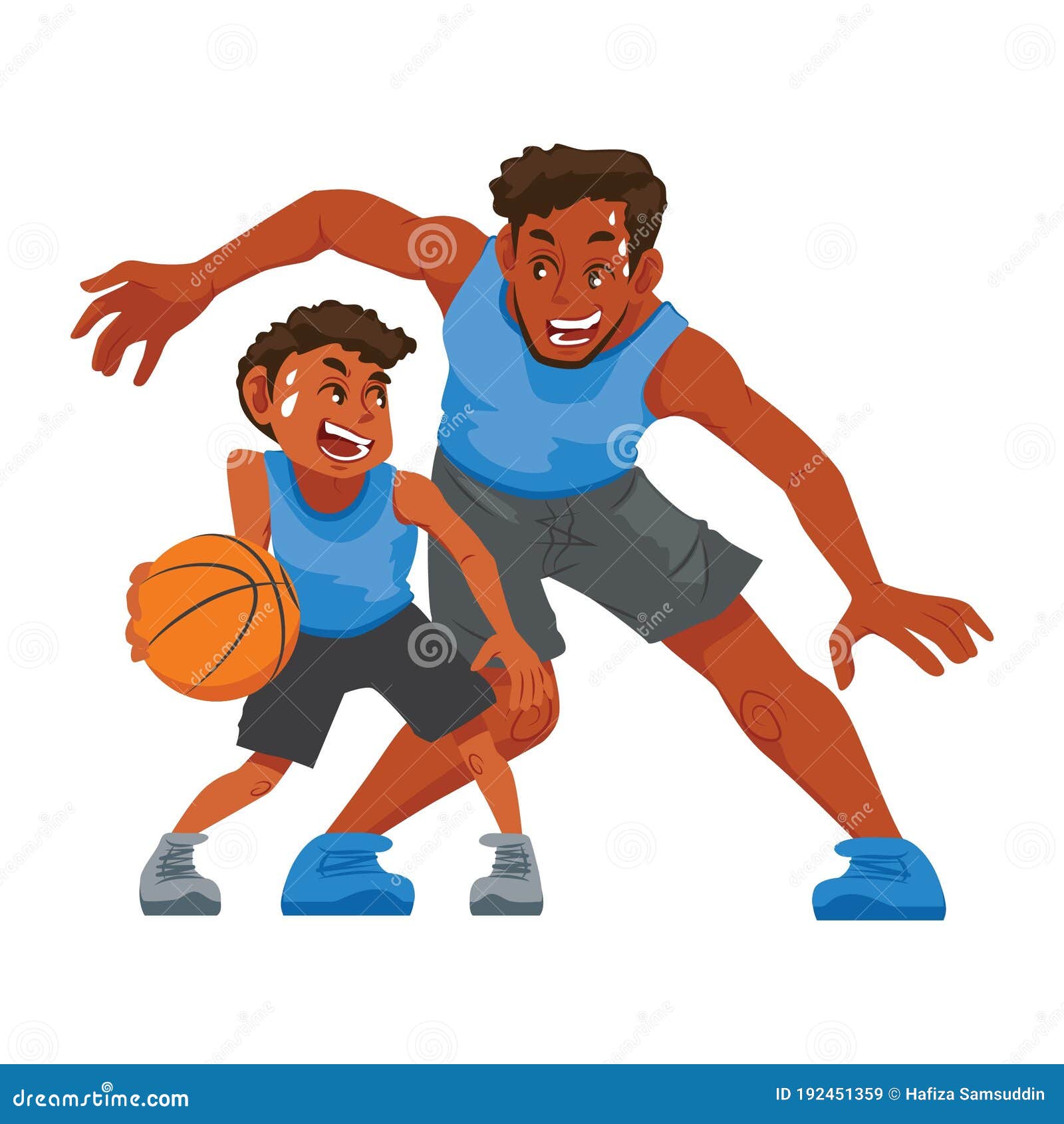 Father Playing Basketball with Son. Vector Illustration Decorative ...