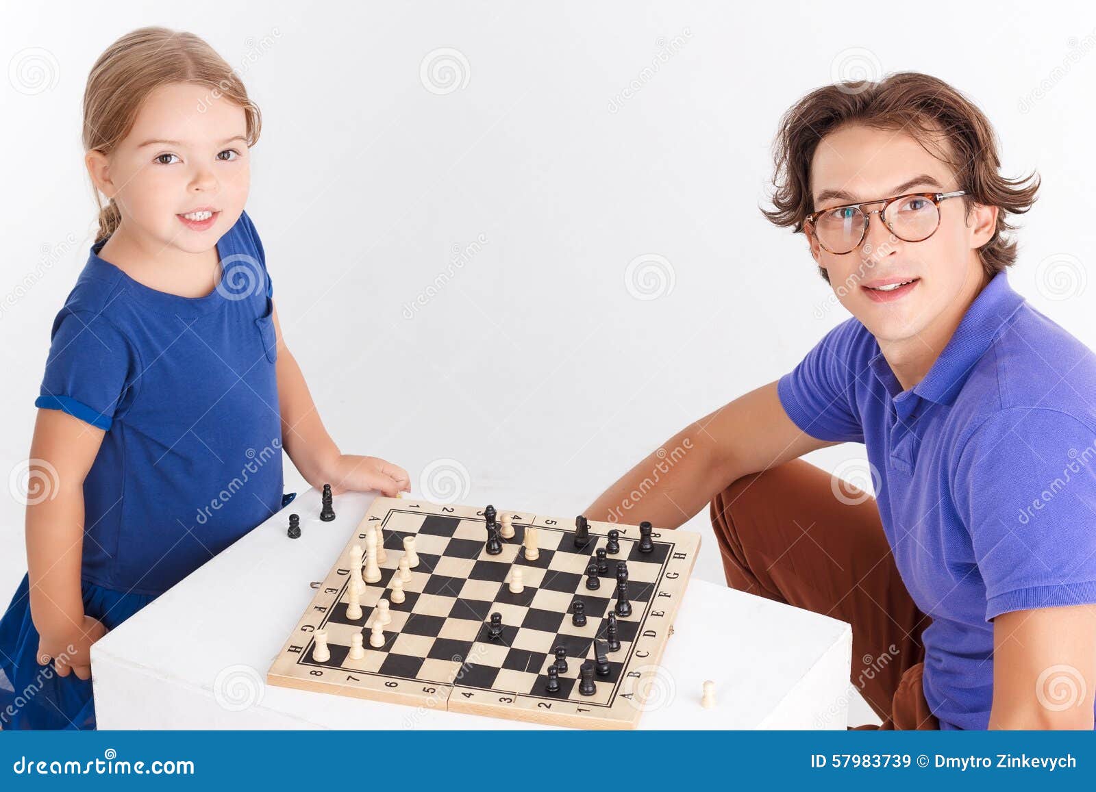 Father Playing Chess with Daughter Stock Image - Image of happiness ...