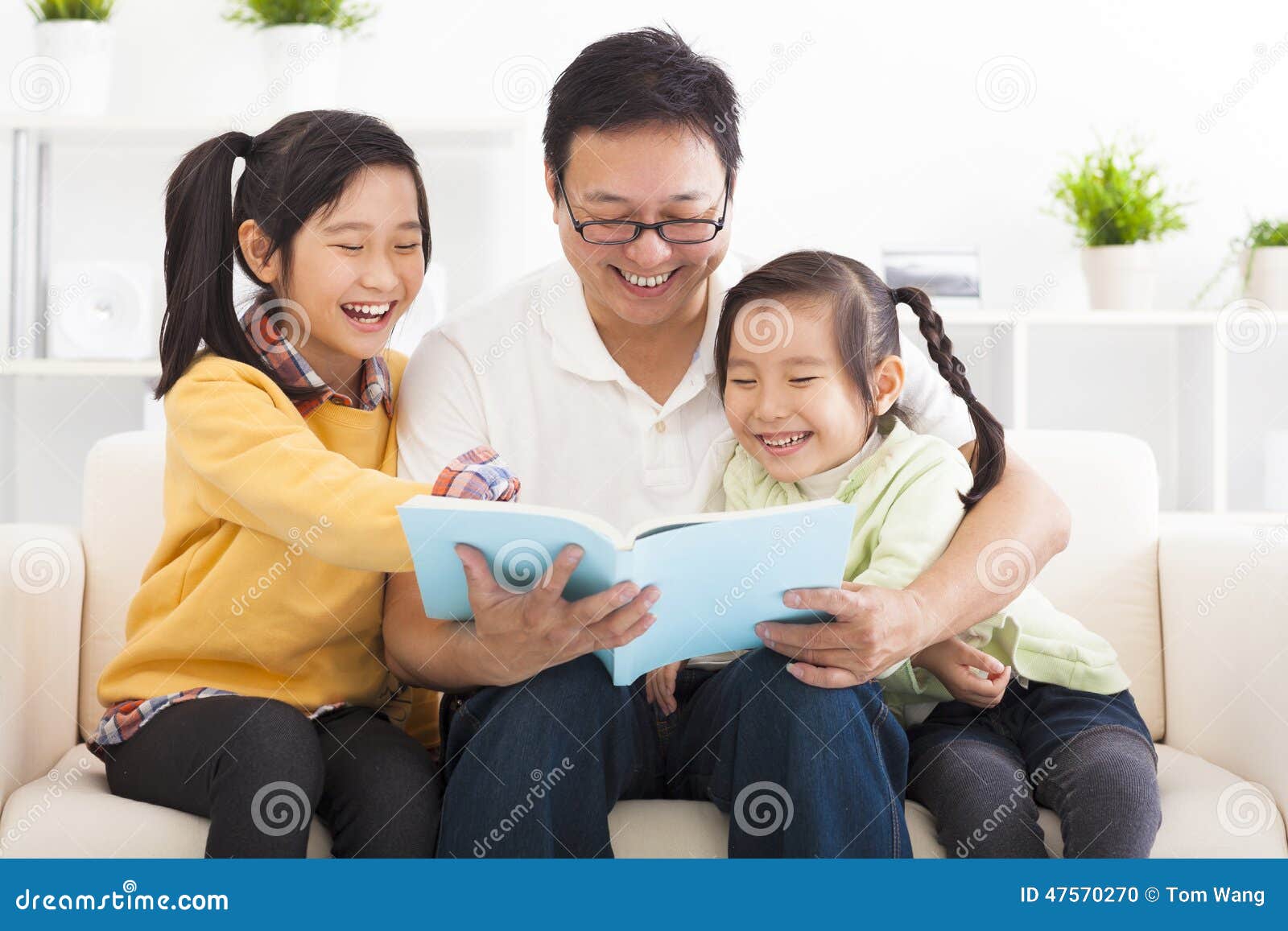Father Read the Book To Children Stock Photo - Image of little ...