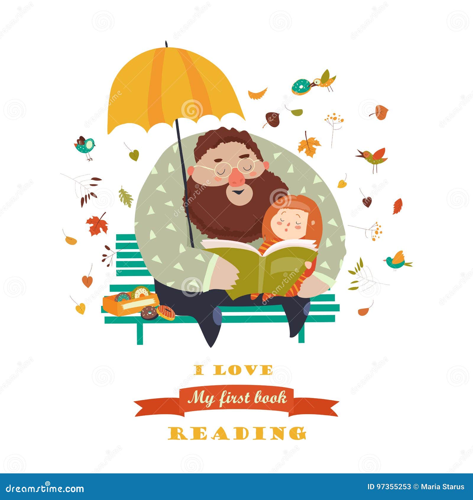 Father Reading a Book To His Daughter Stock Vector - Illustration of ...