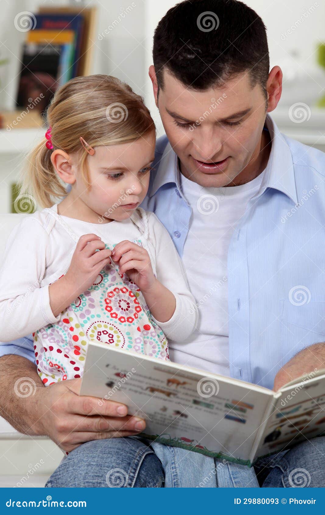 Father Reading To His Daughter Stock Image - Image of clip, home: 29880093