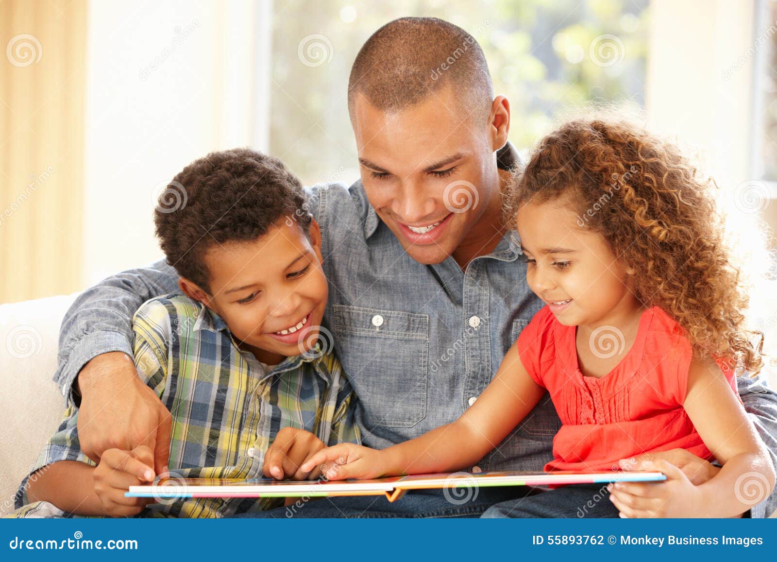 Father reading to children stock photo. Image of read - 55893762