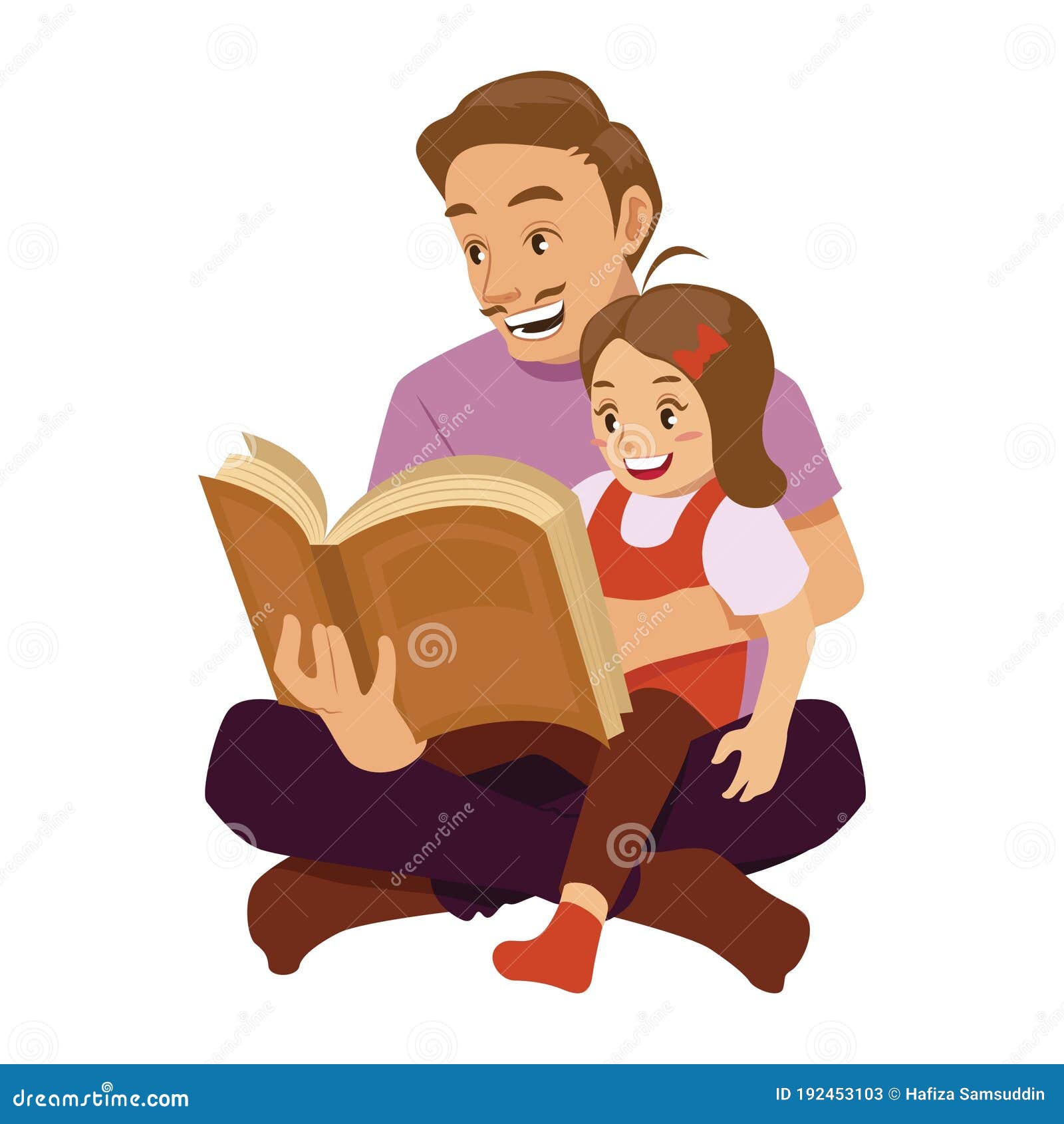 Father Reading To Daughter. Vector Illustration Decorative Design Stock ...