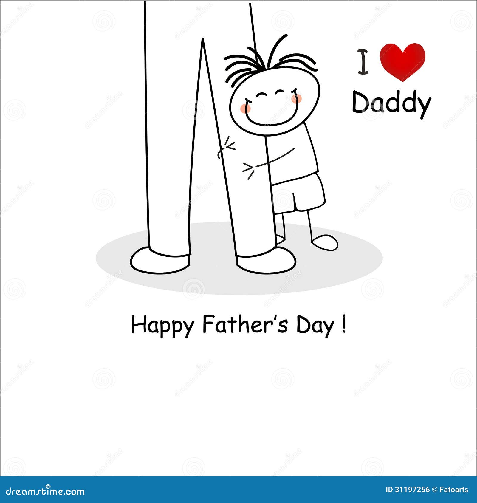 Fathers Day Card With Daddies And Kids Characters Vector Illustration ...