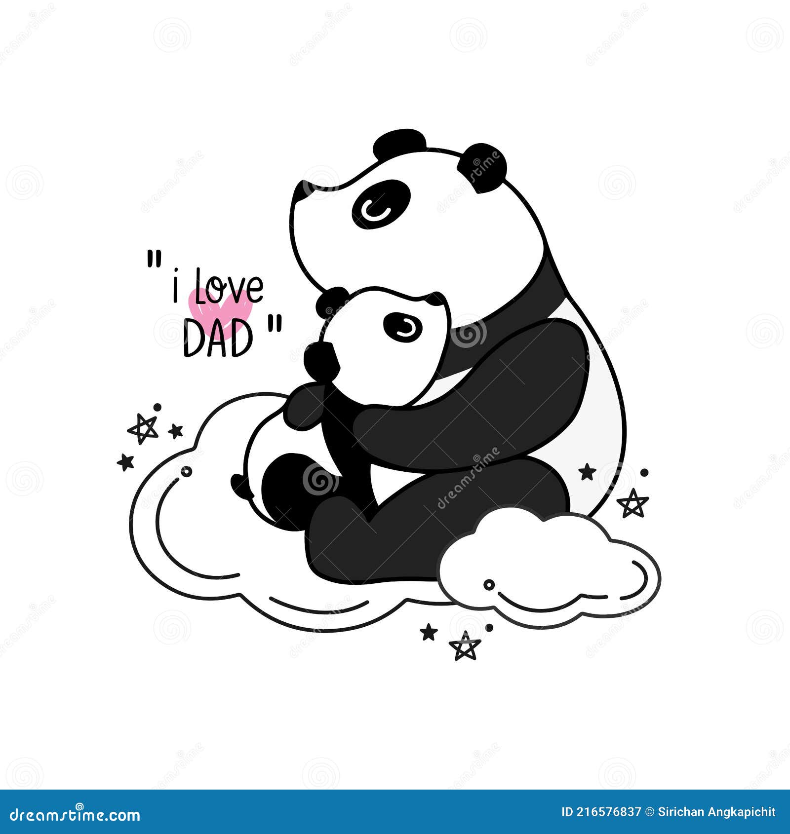 Father Panda And Baby Panda Isolated Coloring Page Cartoon Vector ...