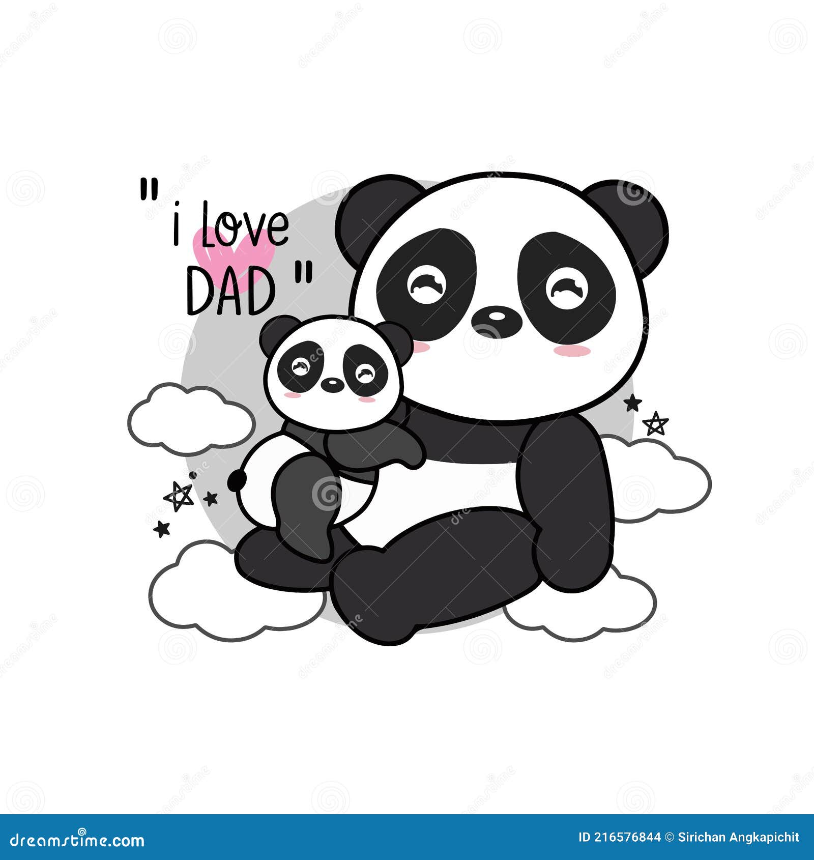 Father Panda And Baby Panda Isolated Coloring Page Cartoon Vector ...