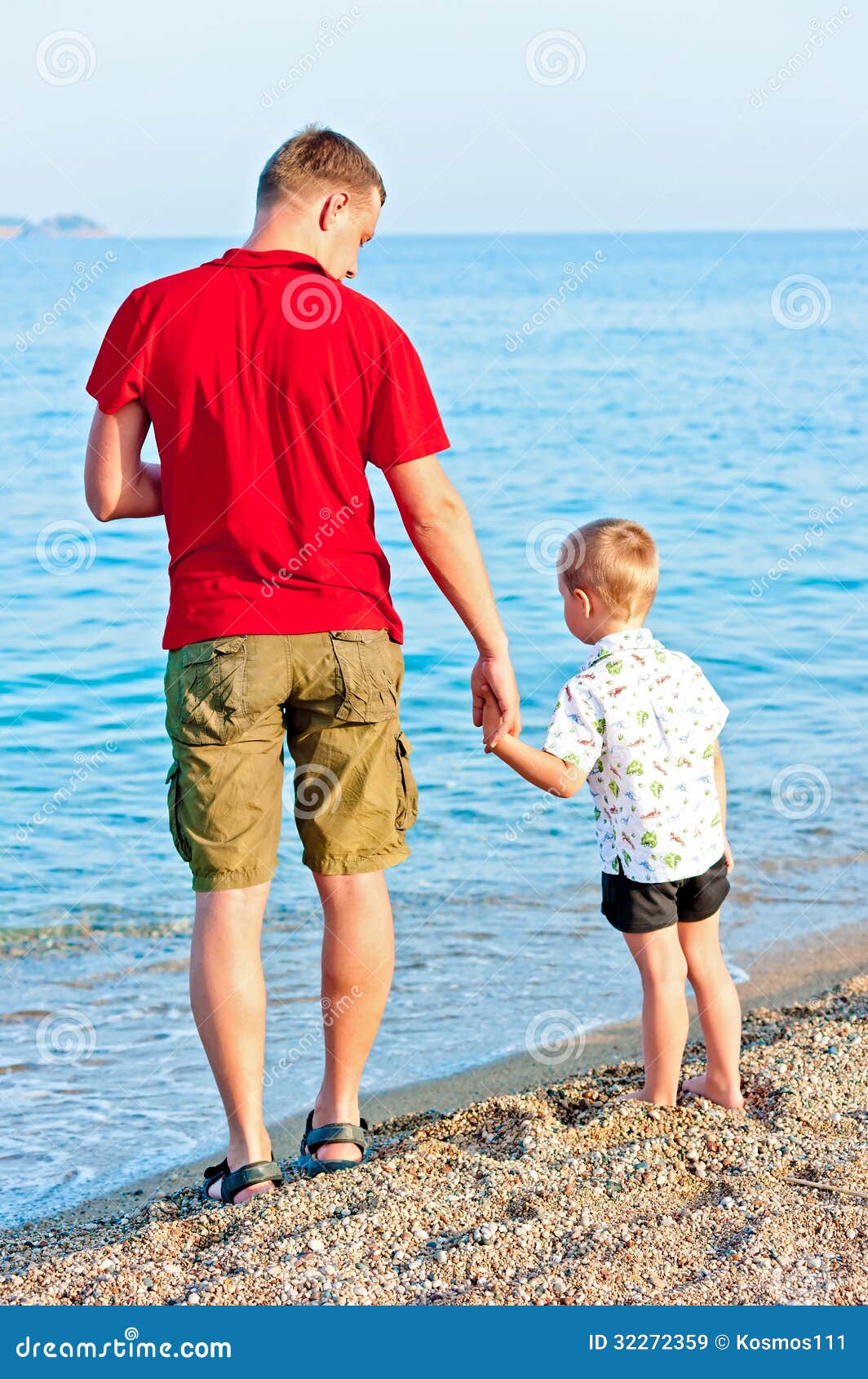 Father and Son Admiring the Sea Stock Image - Image of childhood ...