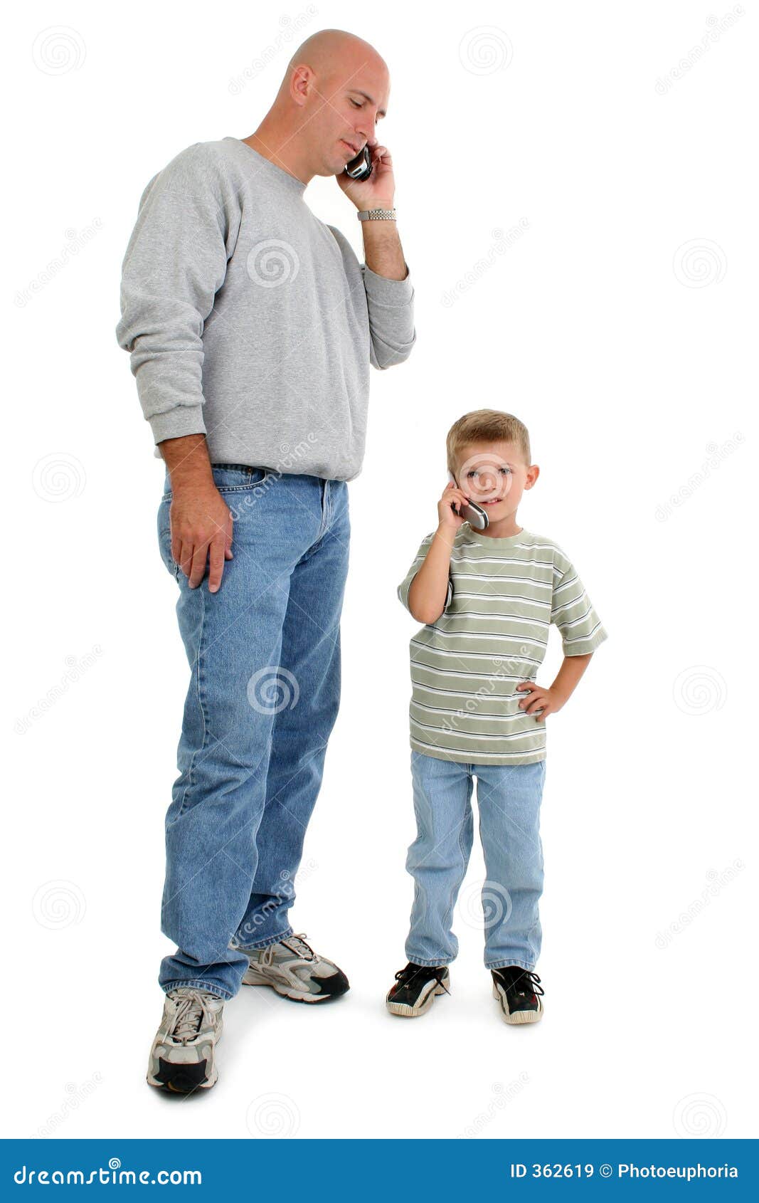 Father and Son on Cellphones Stock Image - Image of speak, casual: 362619