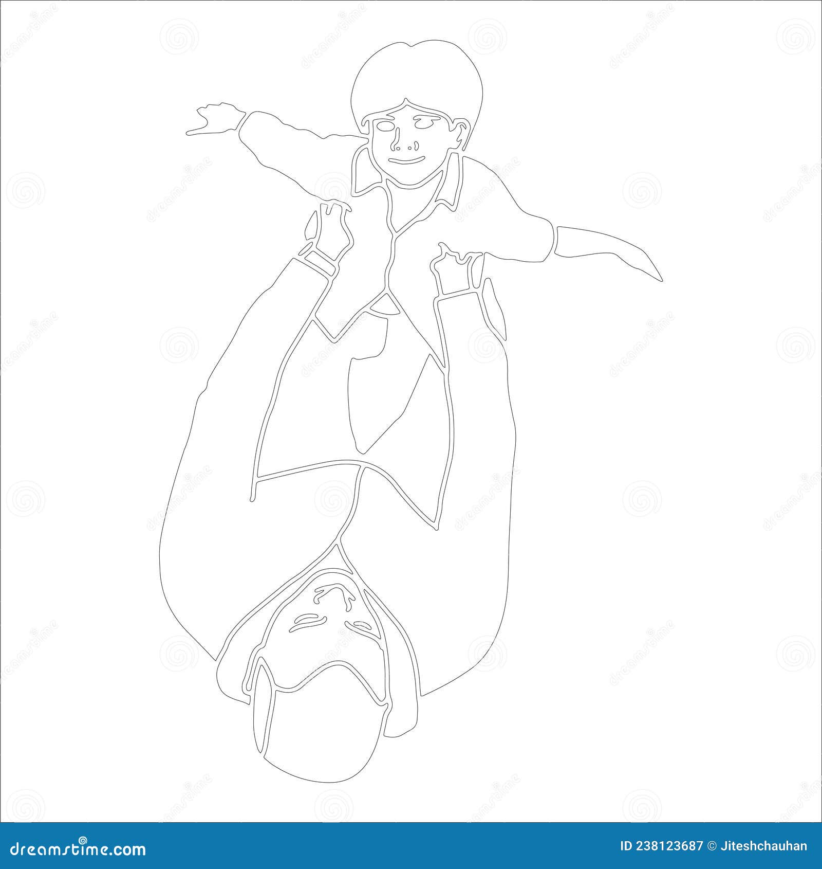 Father and Son Character Outline Illustration on White Background Stock ...