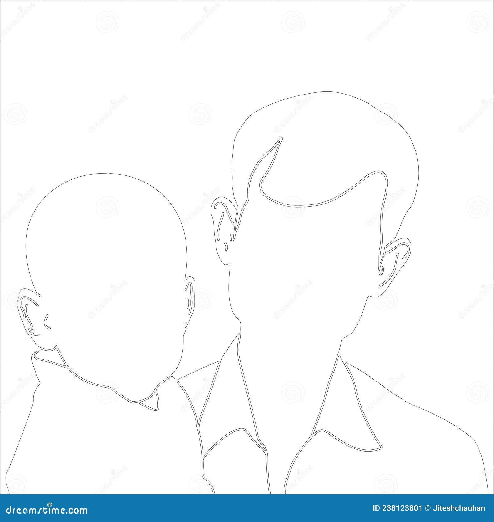 Father and Son Character Outline Illustration on White Background Stock ...