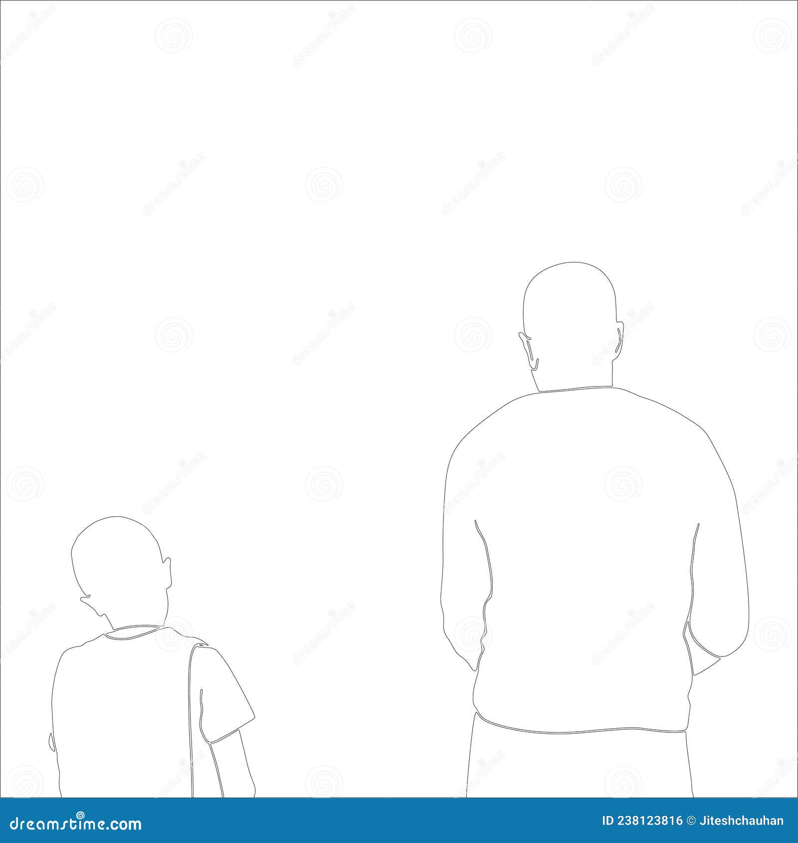Father and Son Character Outline Illustration on White Background Stock ...