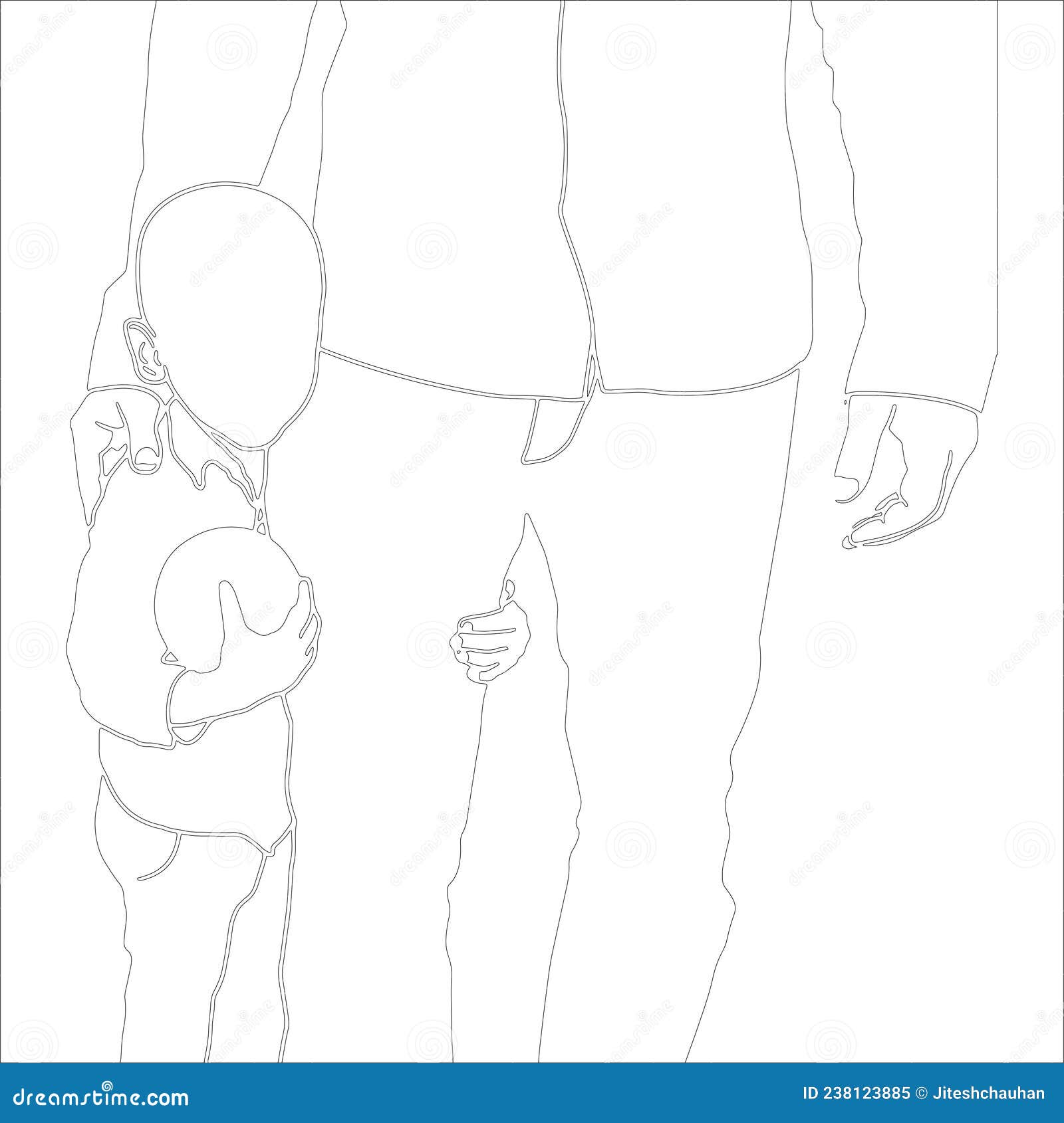 Father and Son Character Outline Illustration on White Background Stock ...