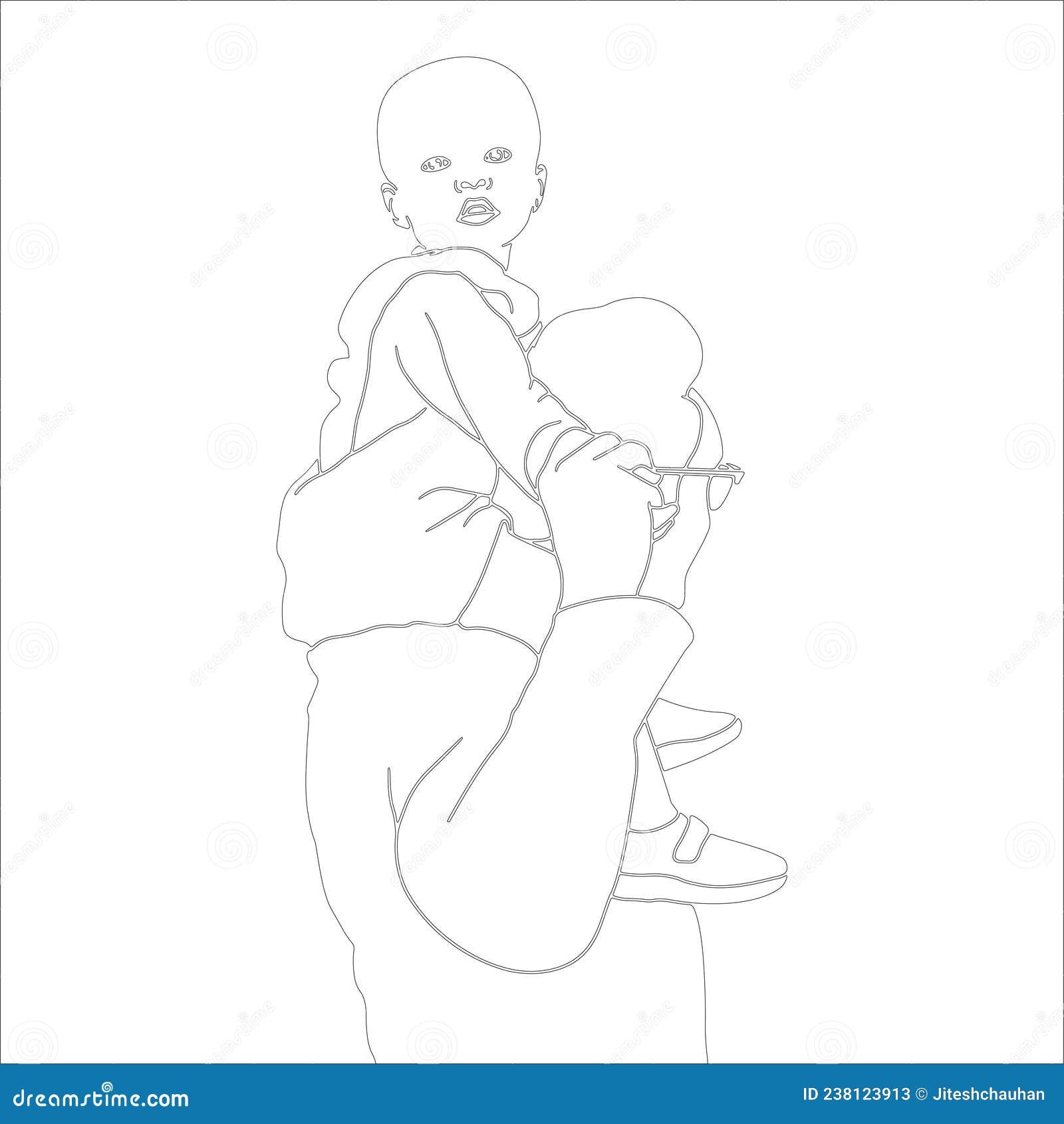 Father and Son Character Outline Illustration on White Background Stock ...