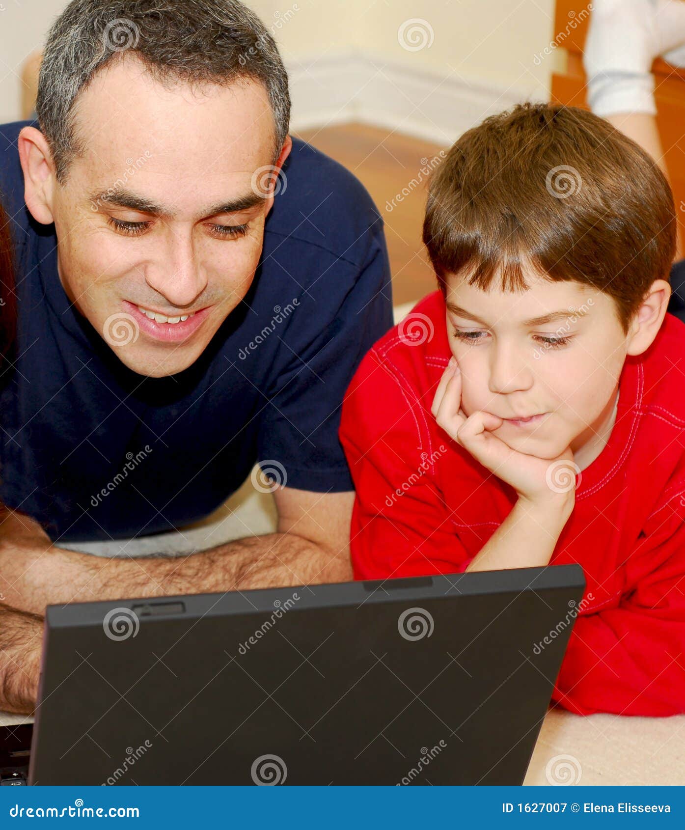 Father son computer stock image. Image of house, little - 1627007