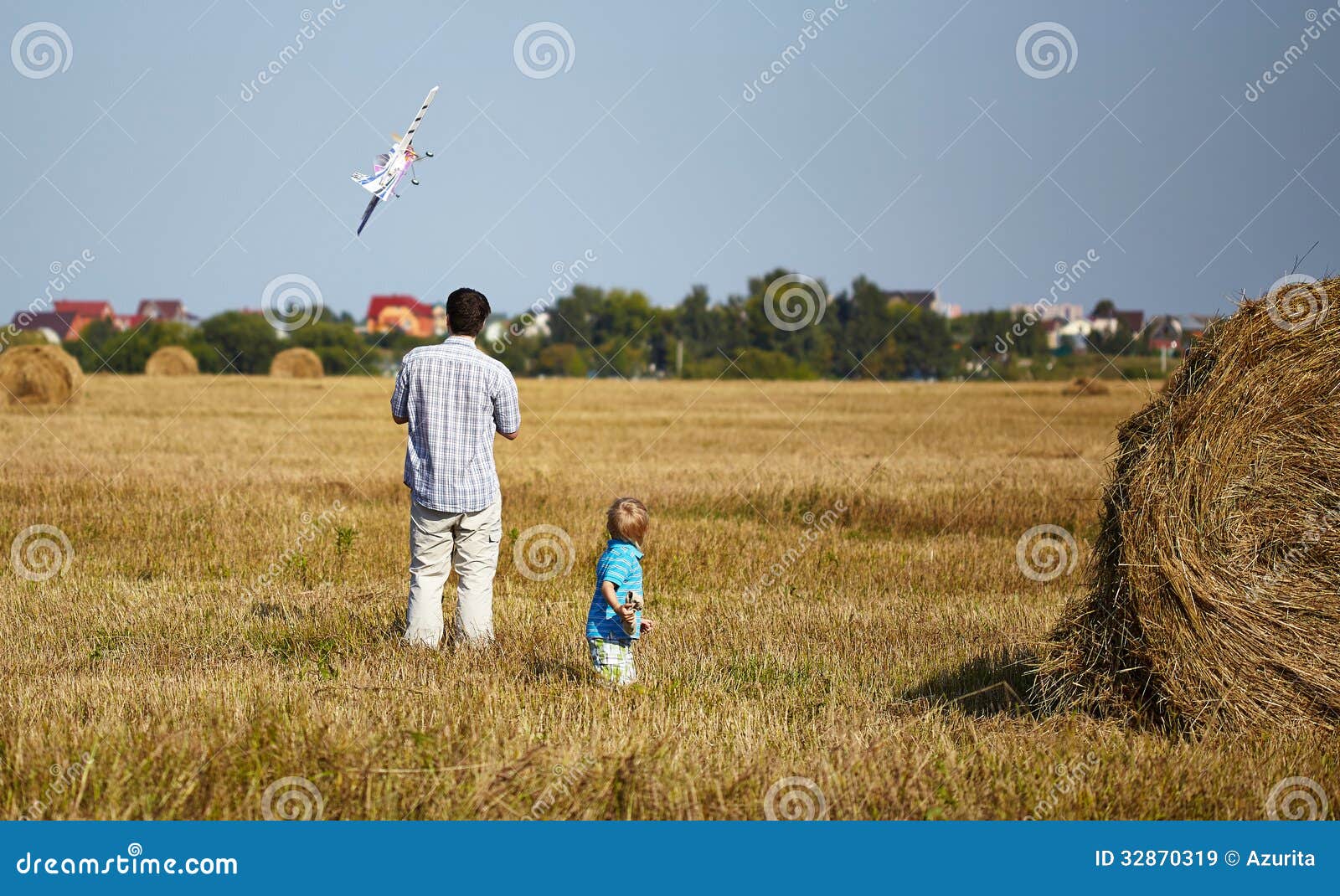 Father and Son Controls RC Plane in the Sky Stock Image - Image of ...