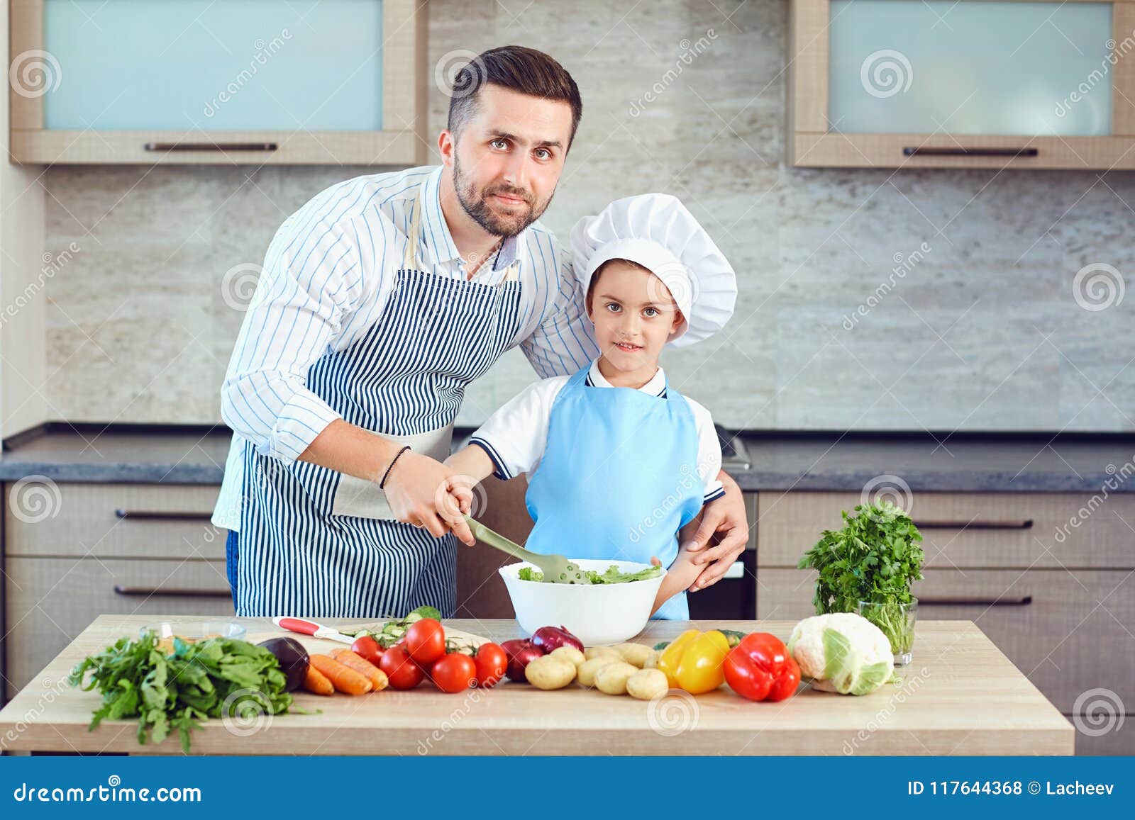 Father and Son are Cooking in the Kitchen Stock Photo - Image of home ...