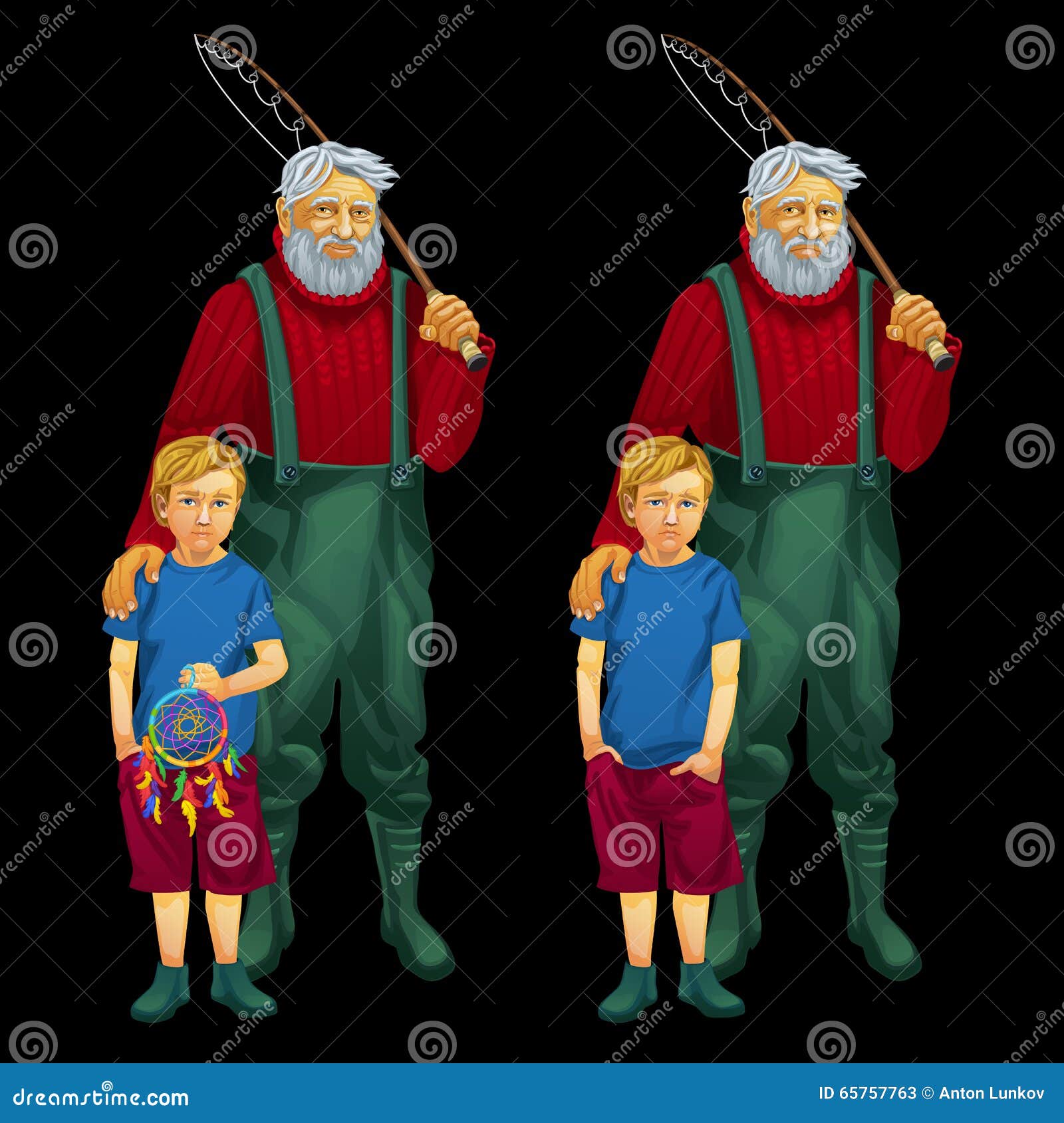 Father with Son in Different Moods Happy and Sad Stock Vector ...
