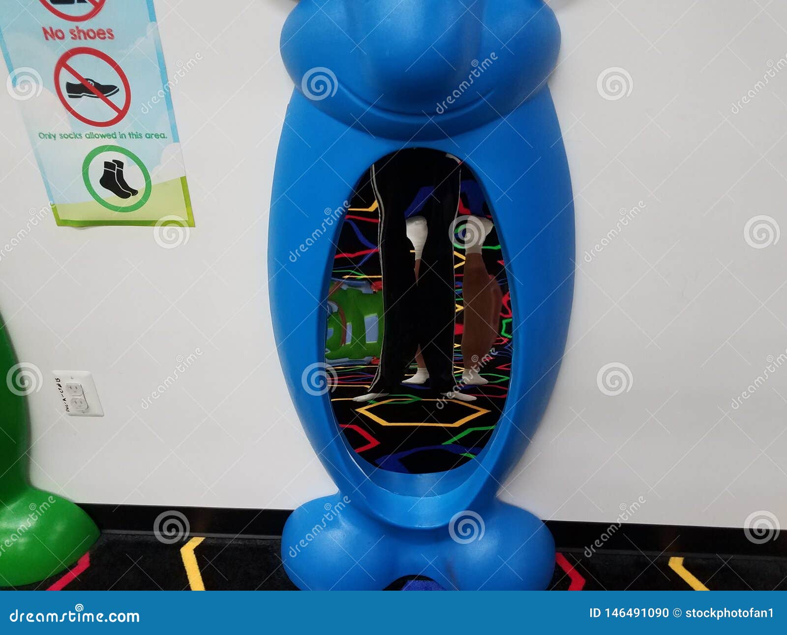 Father and Son Distorted in Blue Funhouse Mirror Stock Photo - Image of ...