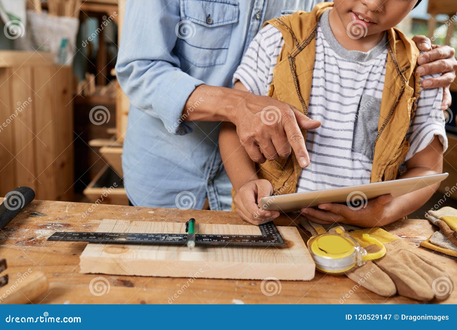 Father and Son Enjoying Carpentry Stock Image - Image of child ...