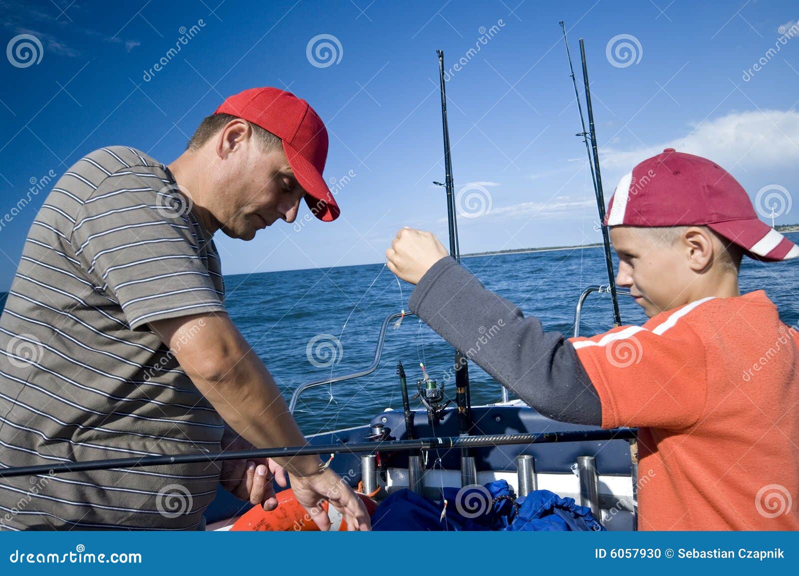 Father and Son Fishing at Sea Stock Photo - Image of male, idol: 6057930