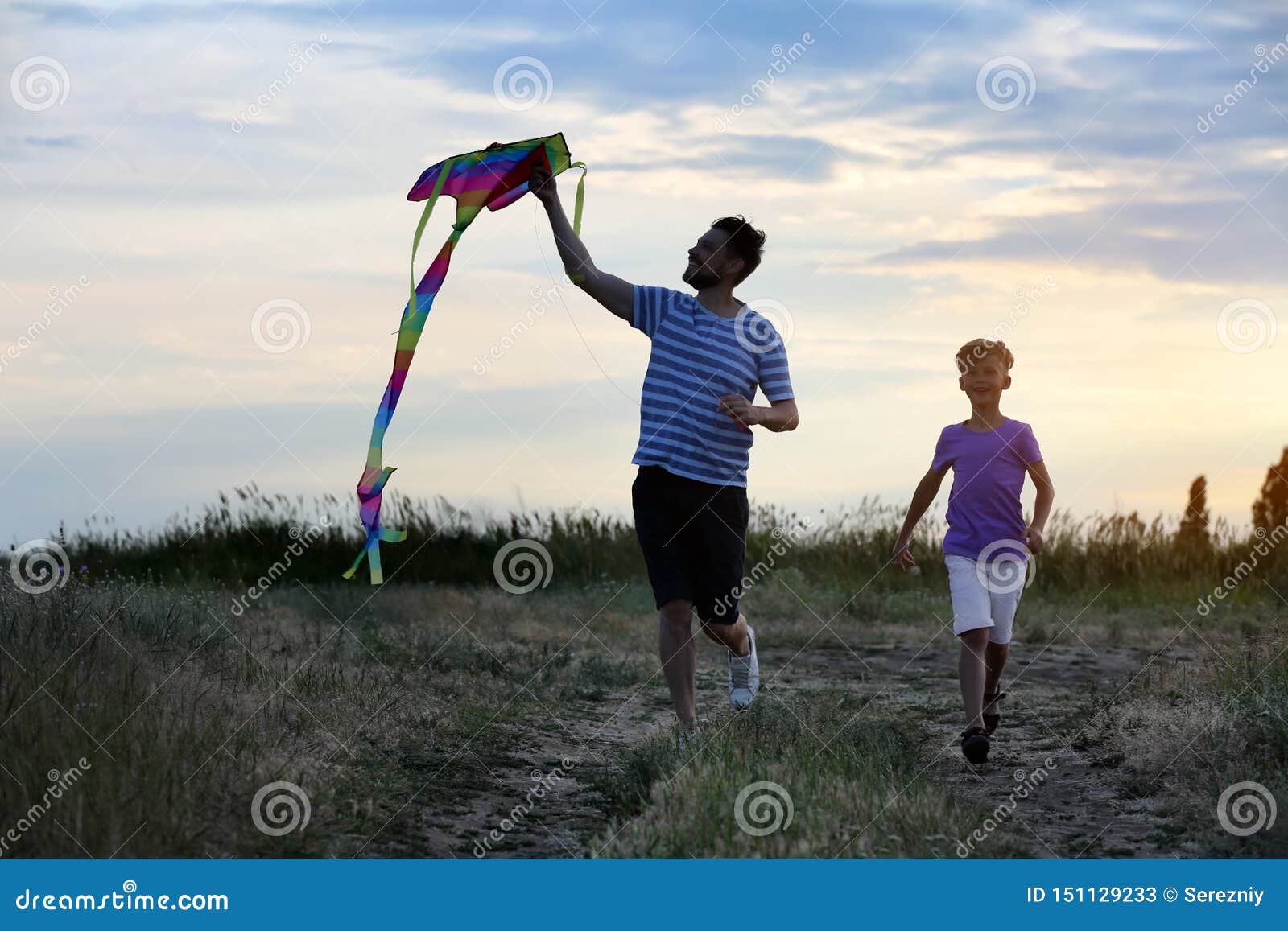 Father with Son Flying Kite Outdoors Stock Image - Image of playing ...