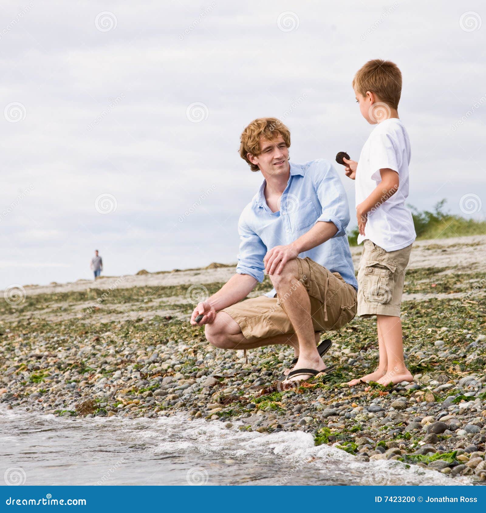 Father Son Gathering Rocks Beach Stock Photos - Free & Royalty-Free ...
