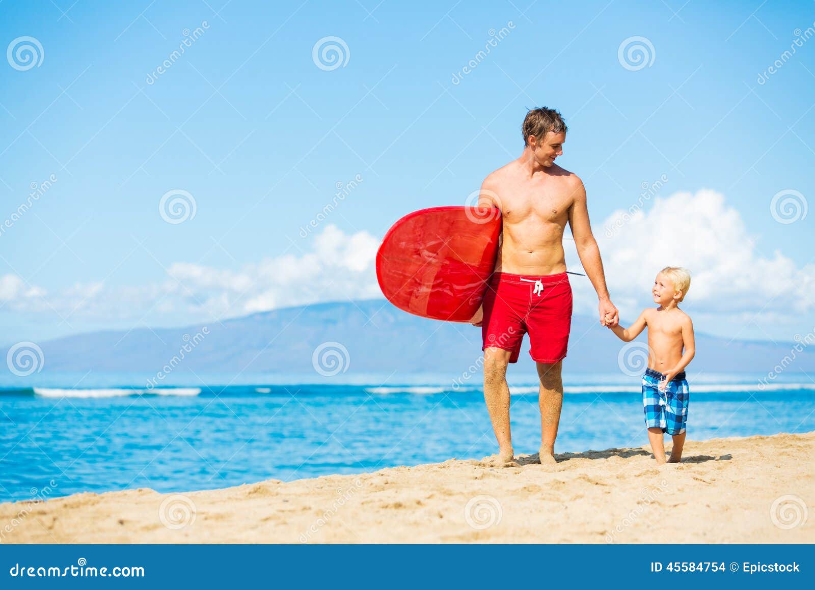 Father and Son Going Surfing Stock Photo - Image of lifestyle, surfing ...