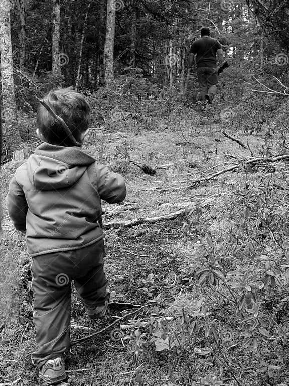Father and Son Hunting stock photo. Image of path, woods - 3040