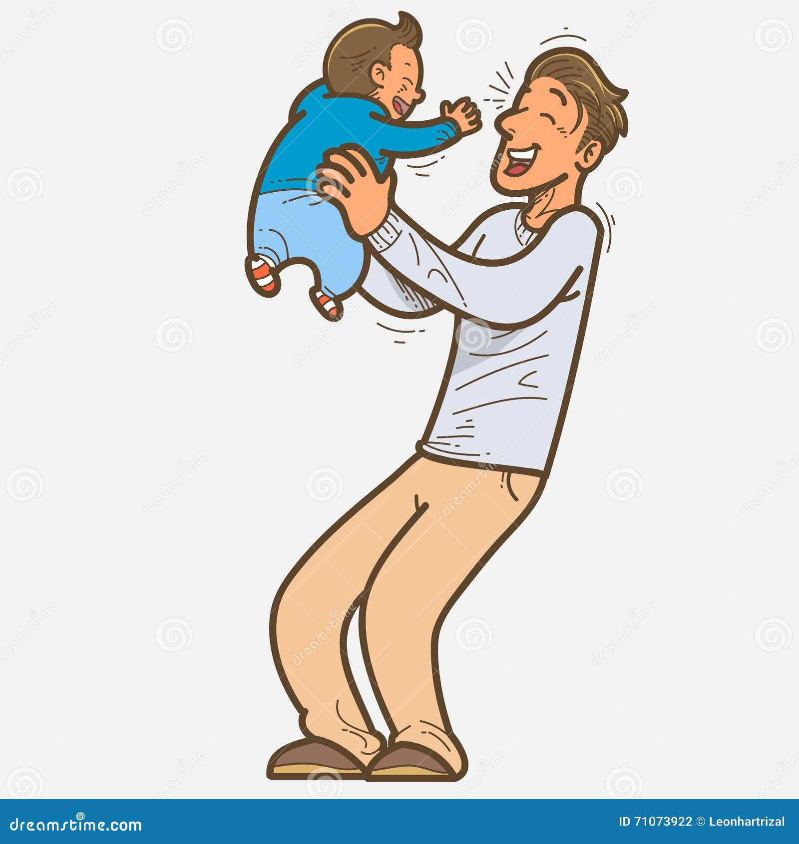 Father and son laughing stock vector. Illustration of cartoon - 71073922