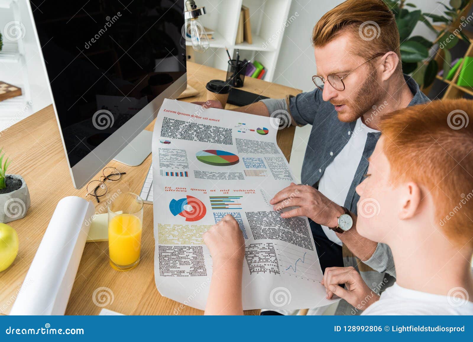 Father and Son Looking at Diagram Stock Photo - Image of copyspace ...