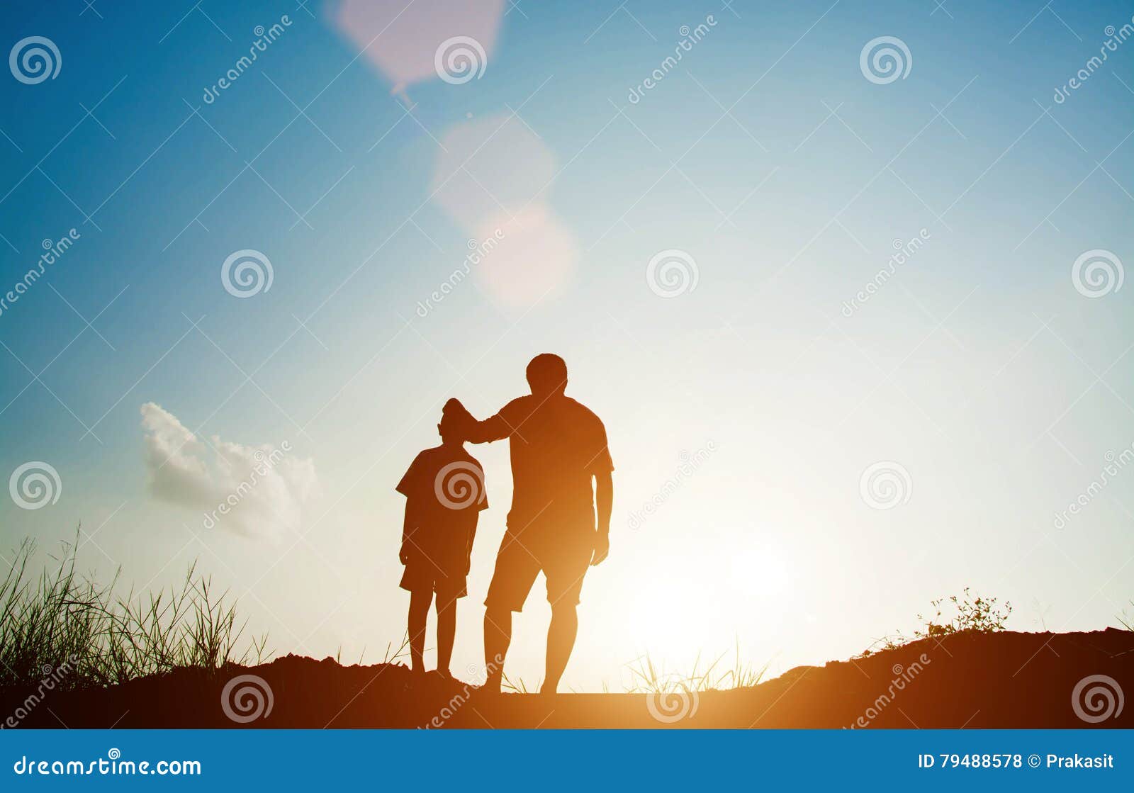 Father and Son Looking for Future, Silhouette Concept Stock Photo ...