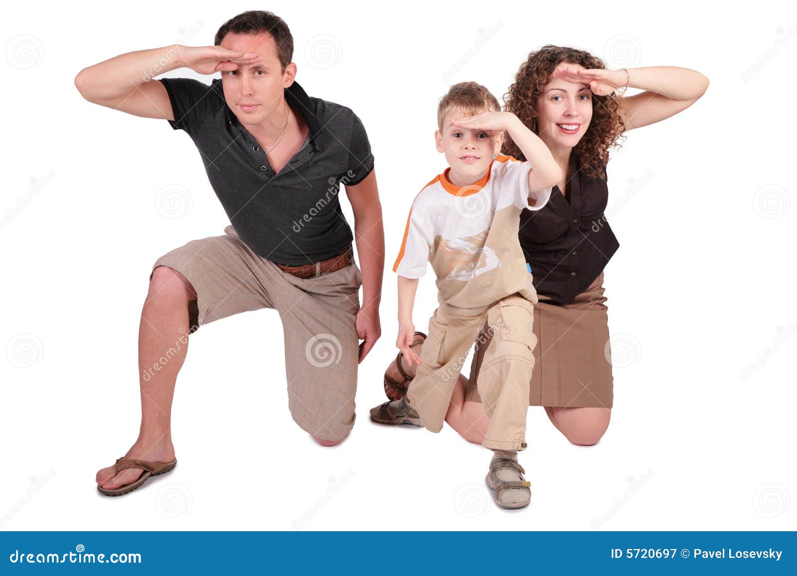 Father, Son and Mother Look Out for Something Stock Image - Image of ...