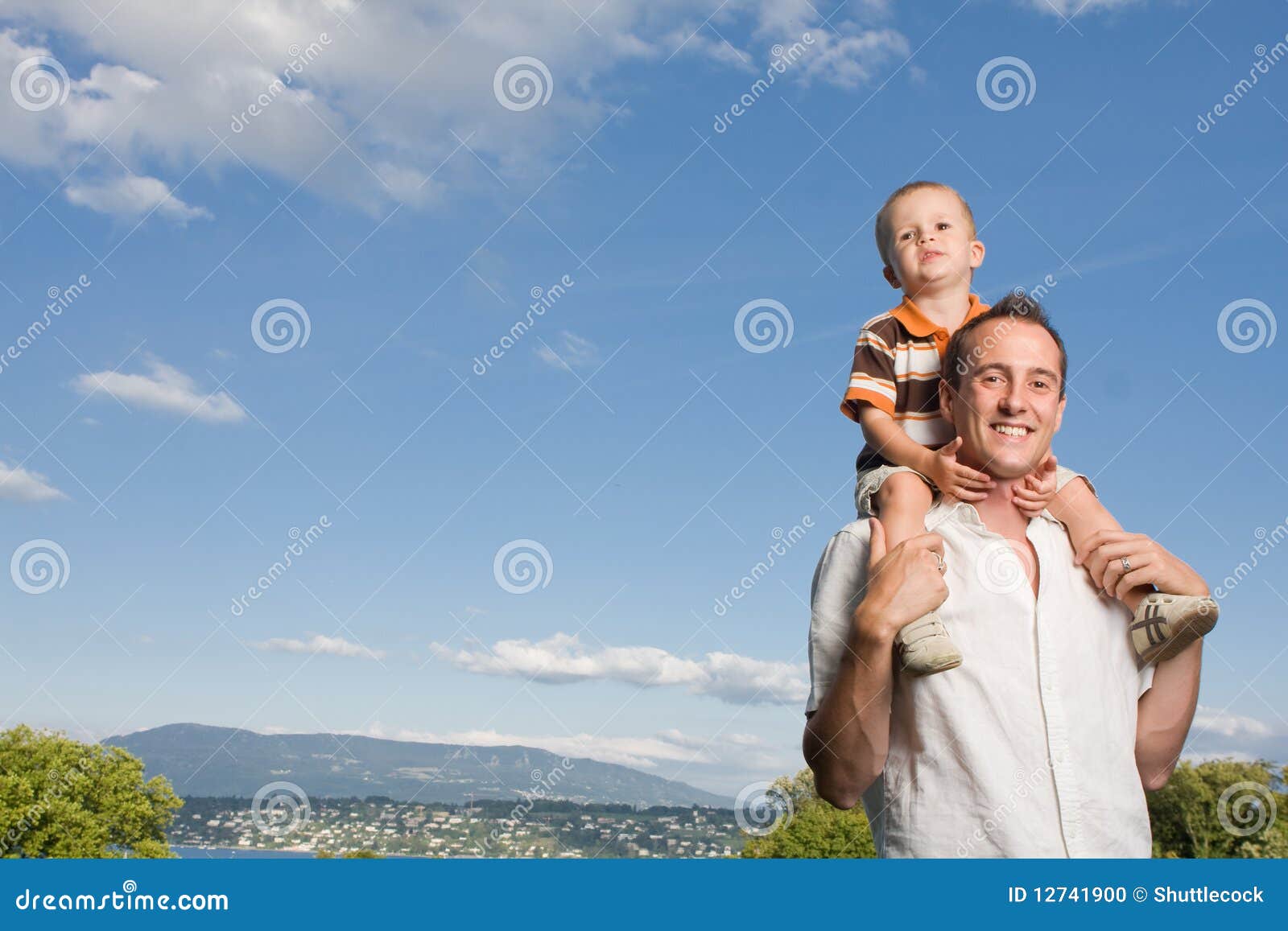 Father son piggy back stock photo. Image of happy, delight - 12741900