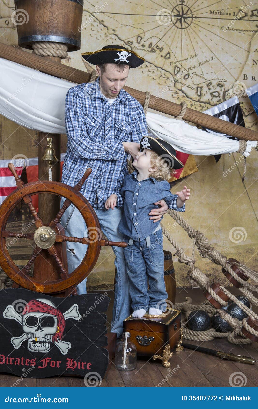Father and son pirates stock photo. Image of toddler - 35407772