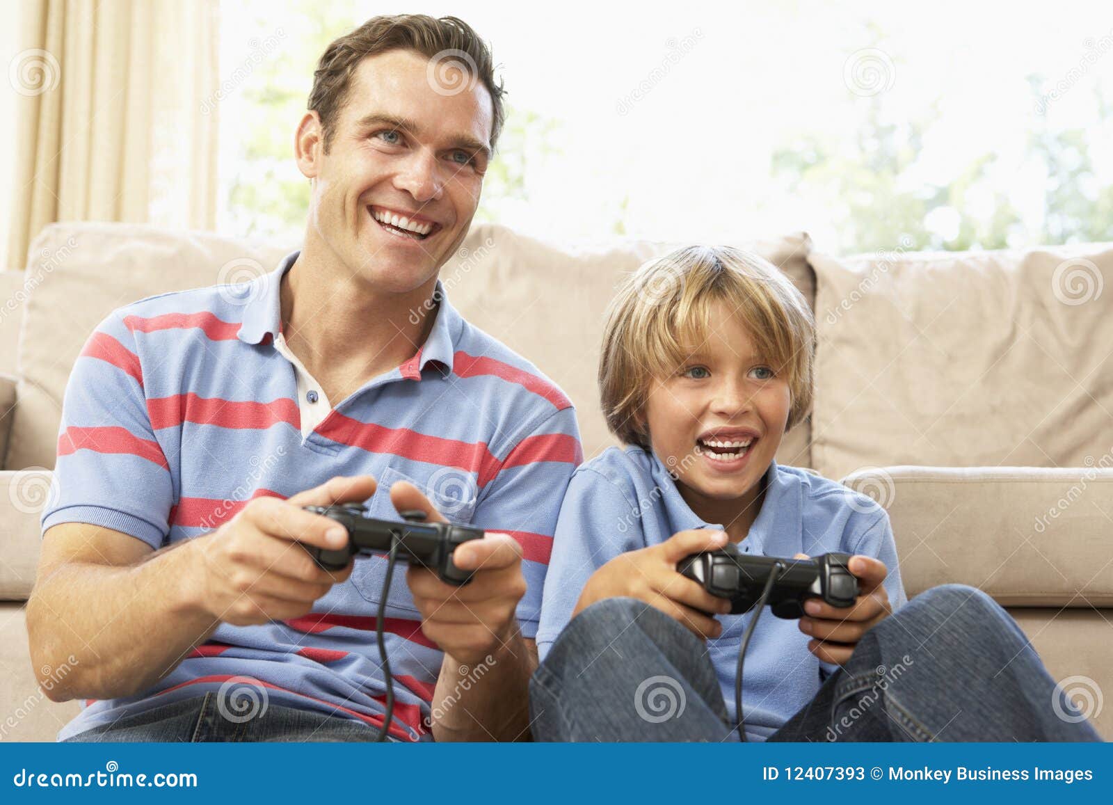 Father and Son Playing Computer Game Stock Image - Image of caucasian ...