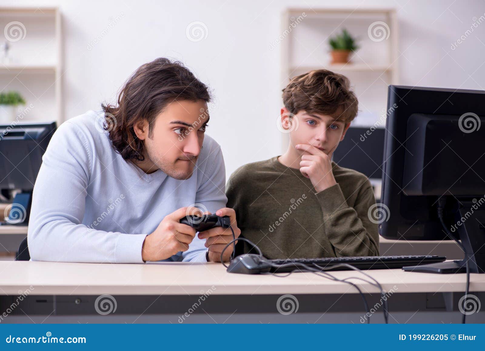 Father and Son Playing Computer Games Stock Image - Image of father ...