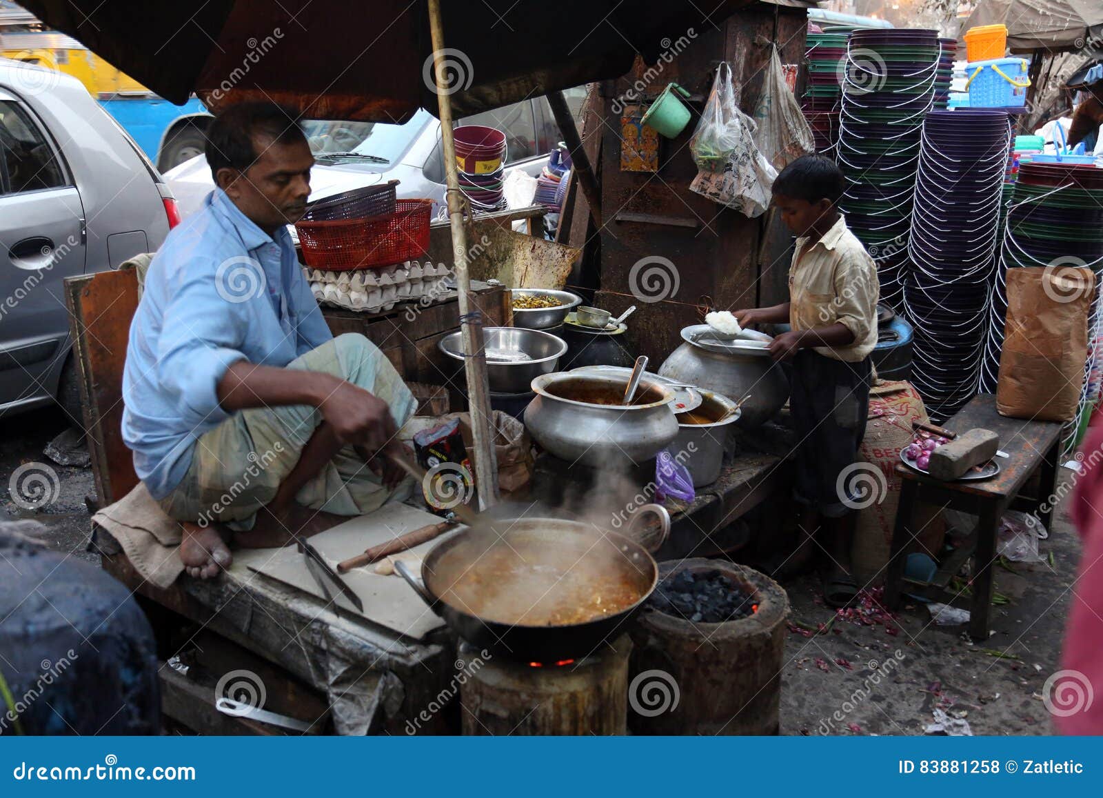 Father and Son Prepares Simple Street Food Editorial Stock Photo ... Father and Son Prepares Simple Street Food Editorial Stock Photo ...